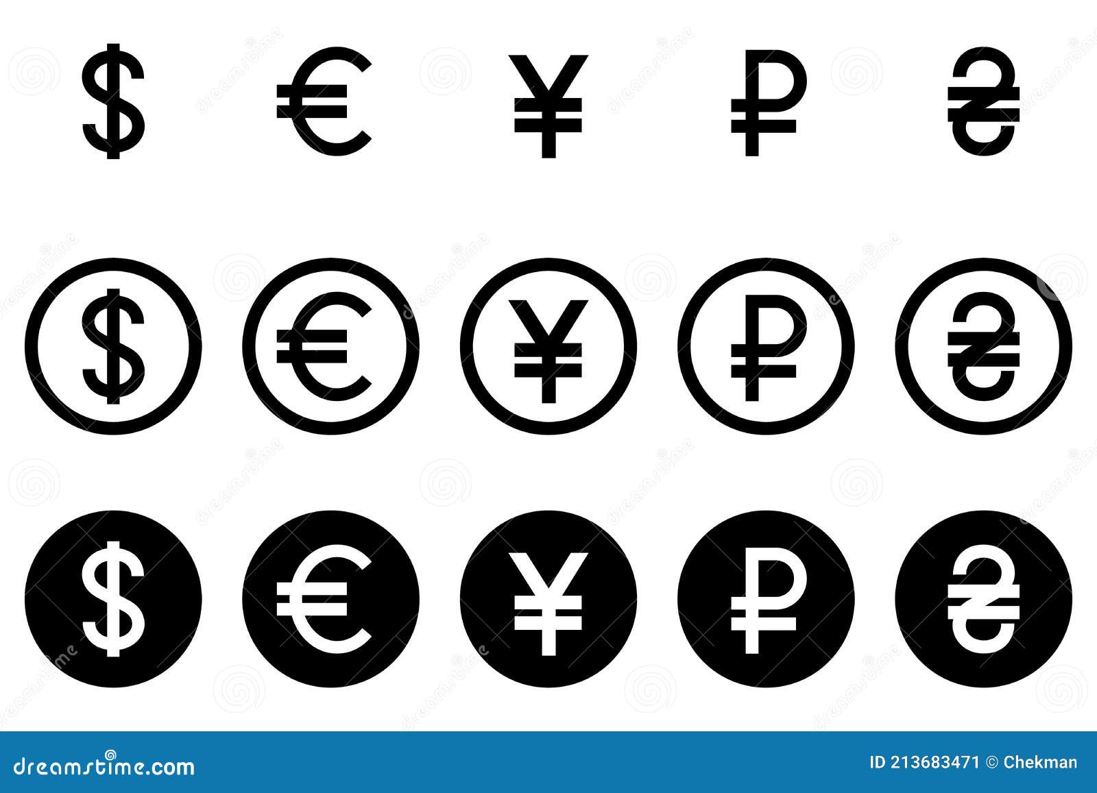 Currency Signs of Different Countries. Set of Vector Currency Symbols ...