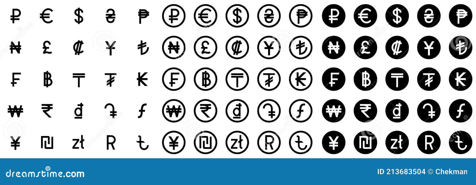 Currency Signs of Different Countries. Set of Vector Currency Symbols ...