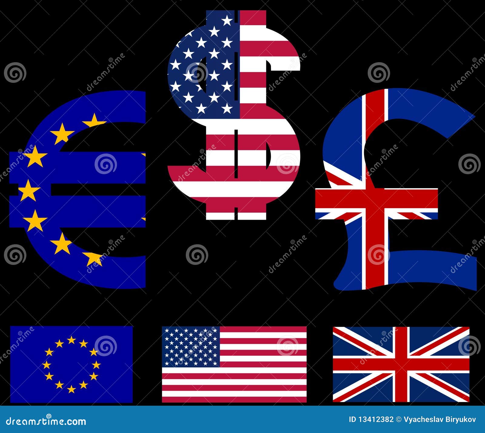 Currency signs and flags stock vector. Illustration of patriotism ...
