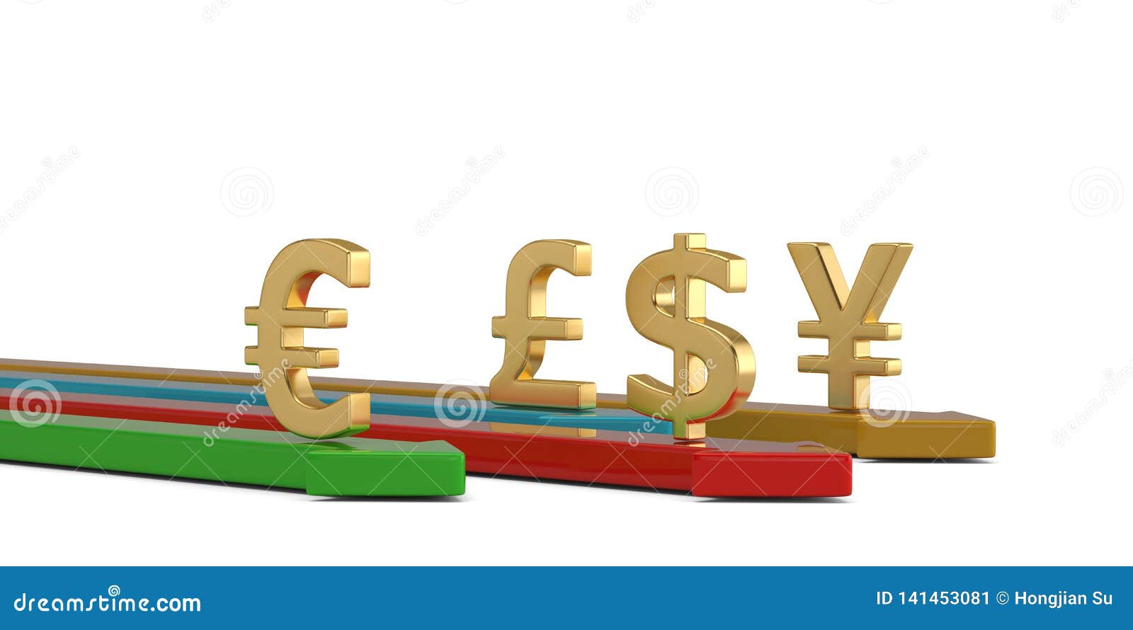 Currency Symbol with Arrow Isolated on White Background. 3D ...