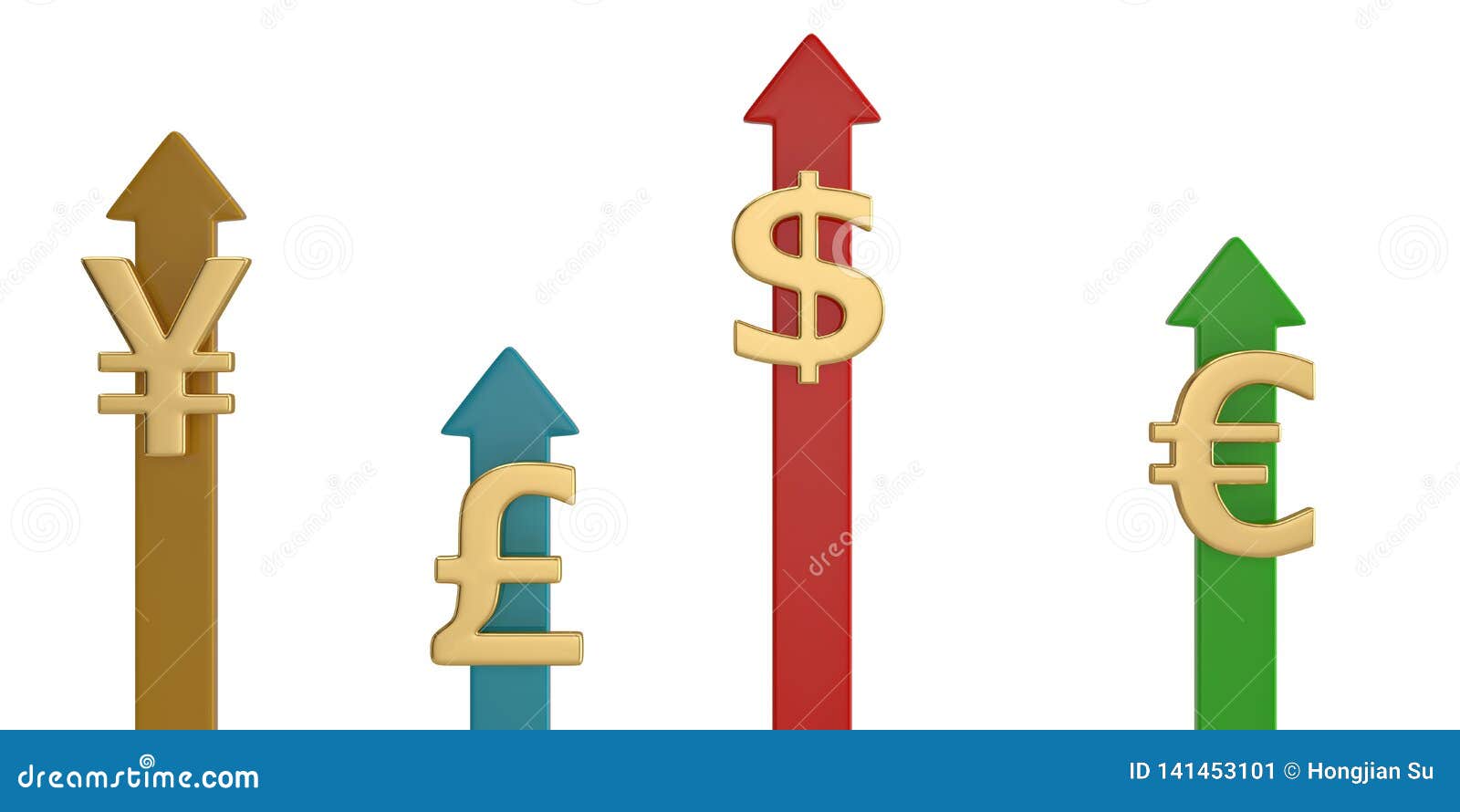 Currency Symbol with Arrow Isolated on White Background. 3D ...