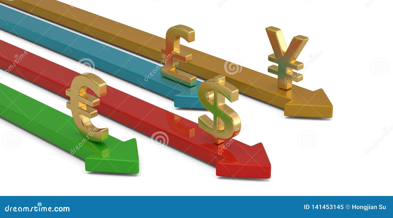 Currency Symbol with Arrow Isolated on White Background. 3D ...