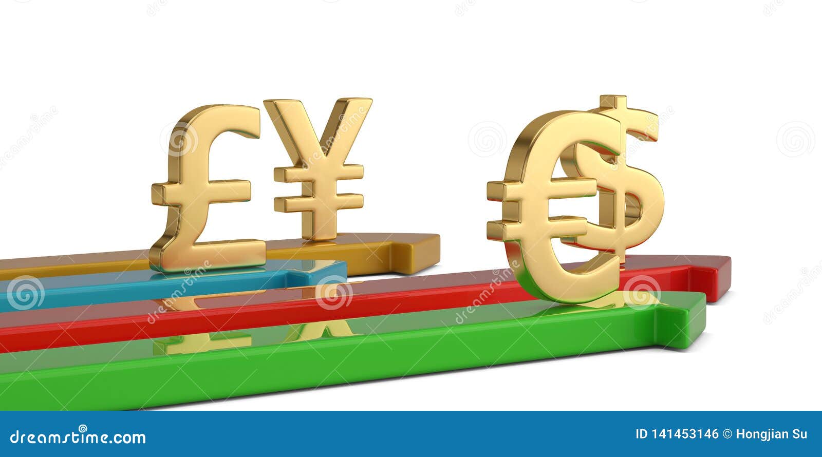 Currency Symbol with Arrow Isolated on White Background. 3D ...