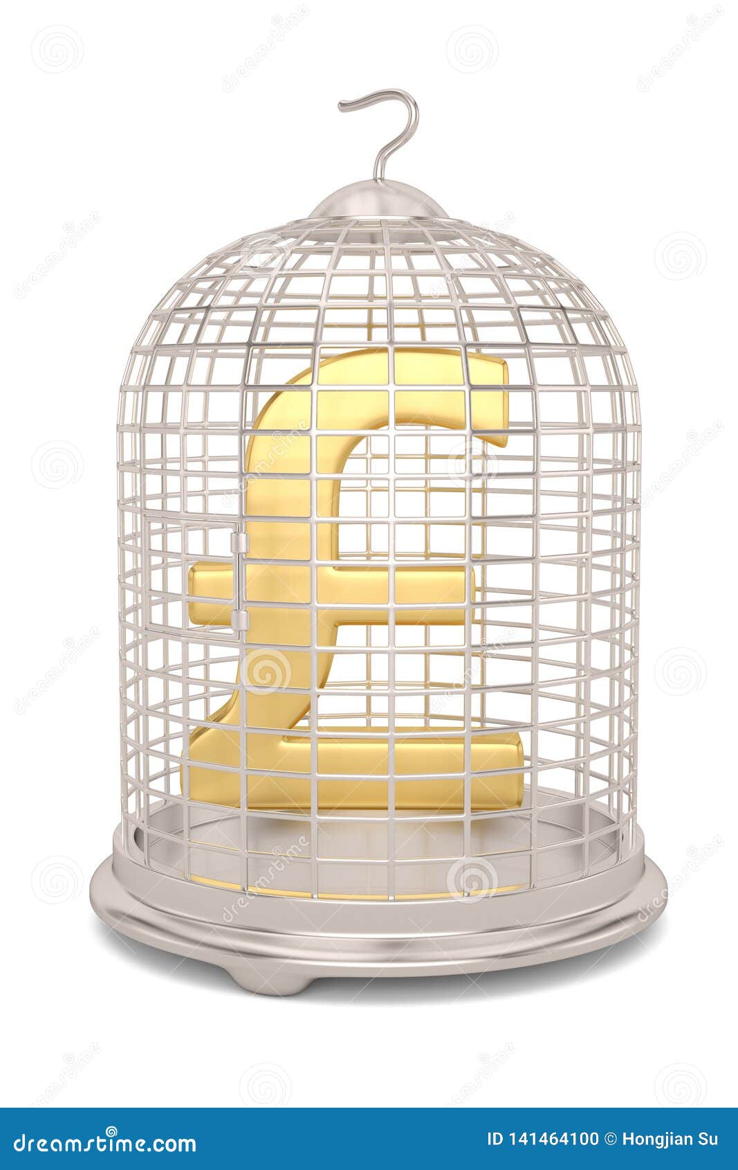Currency Symbol with Bird Cage Isolated on White Background 3D ...
