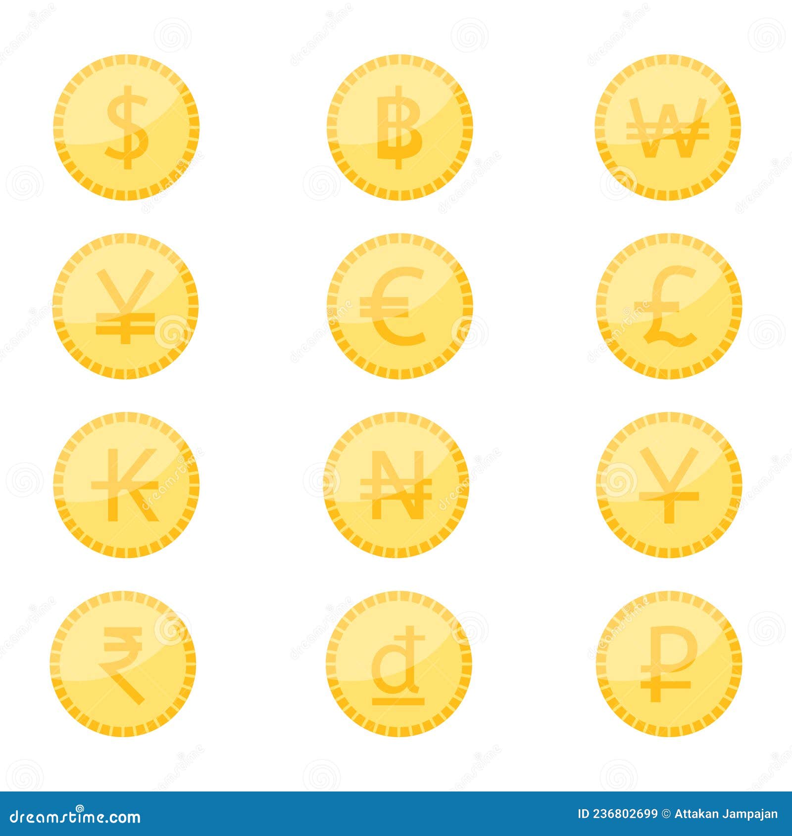 Currency Symbol Coin Icon Set Stock Vector - Illustration of finance ...