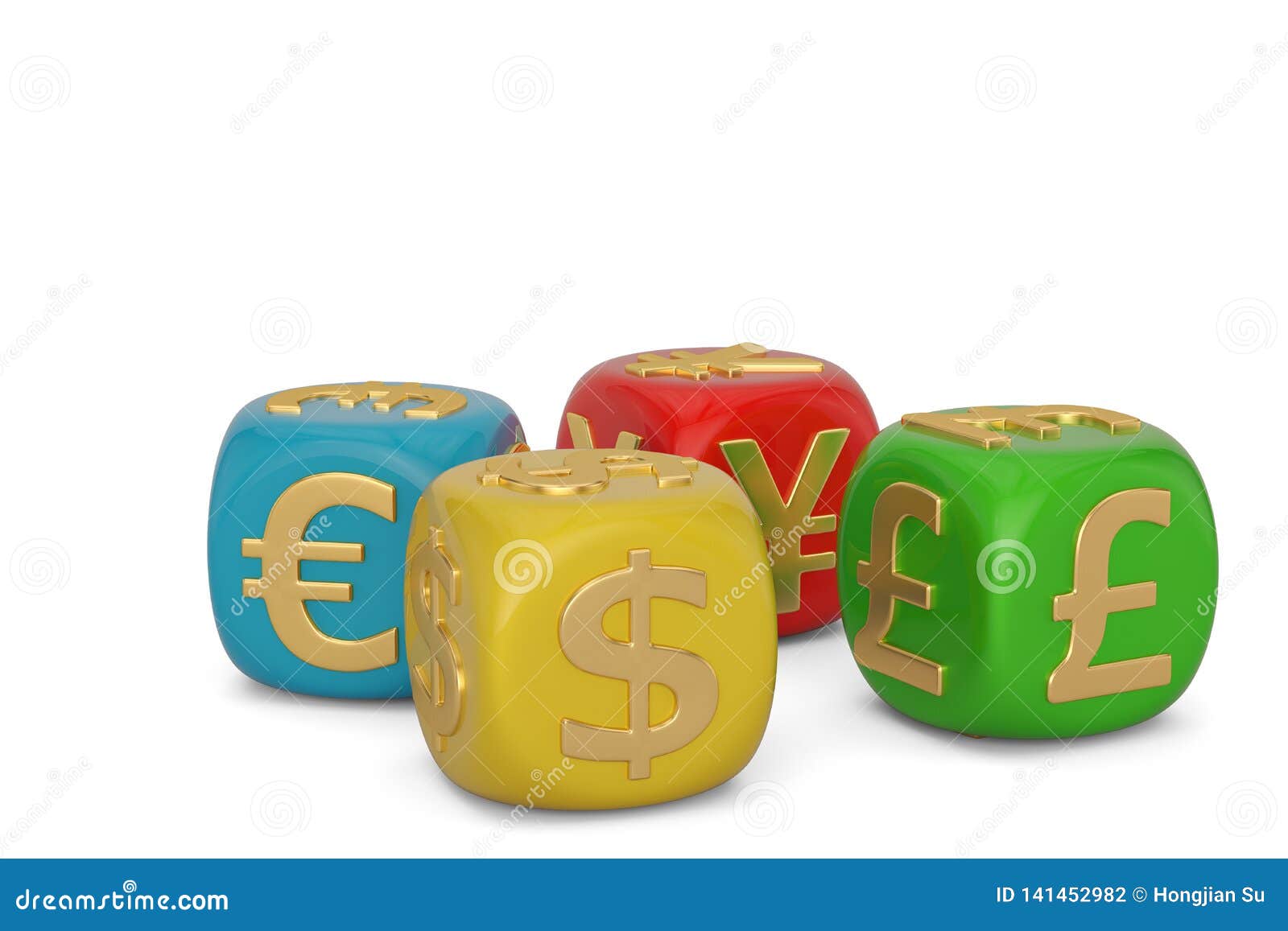Currency Symbol with Cube Isolated on White Background. 3D Illustration ...