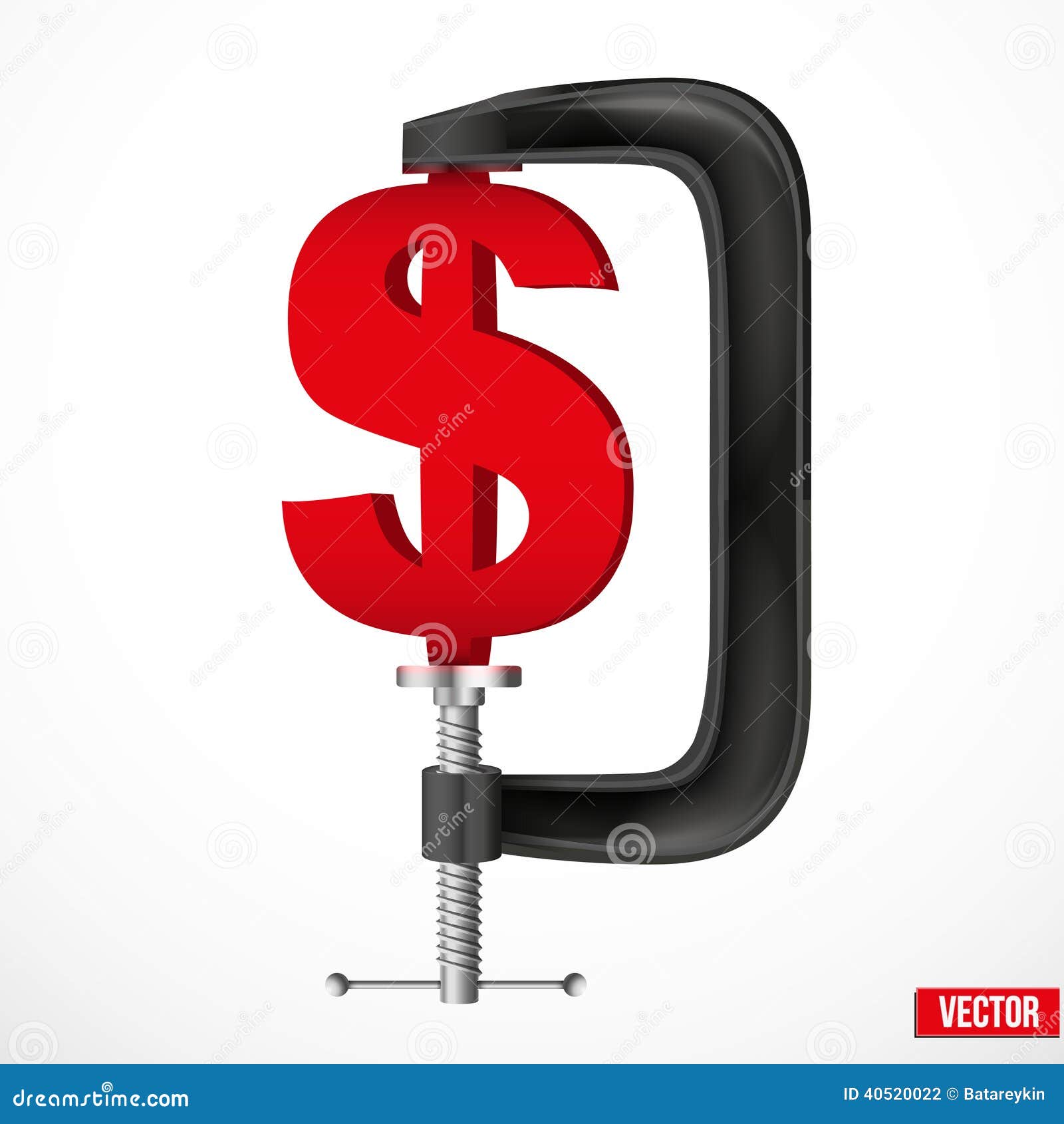 Currency Symbol Dollar Being Squeezed in a Vice Stock Vector ...