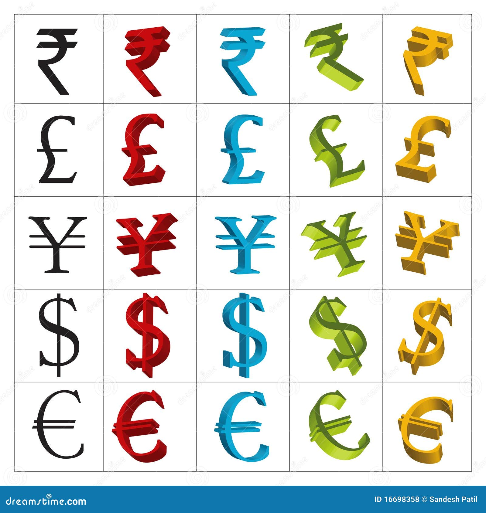 Currency Symbols stock vector. Illustration of perspective - 16698358