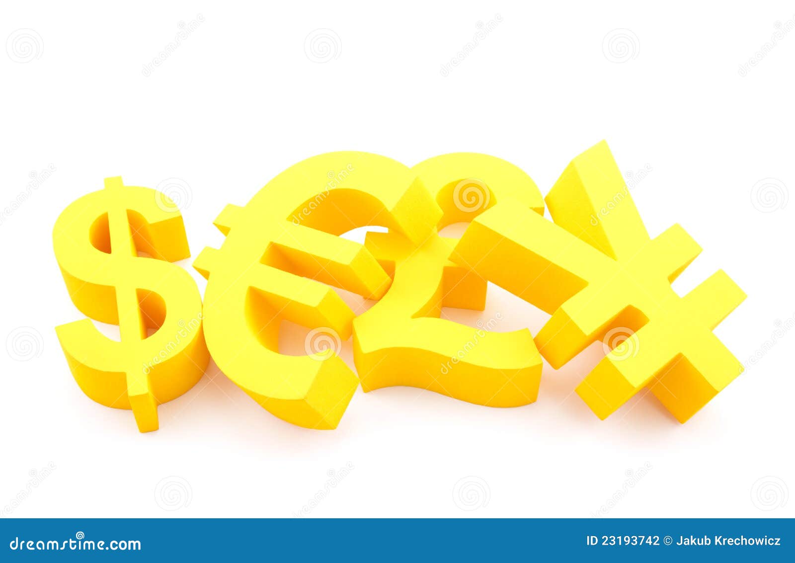 Currency Symbols Or Signs On Wooden Cubes With Money Background. Dollar ...