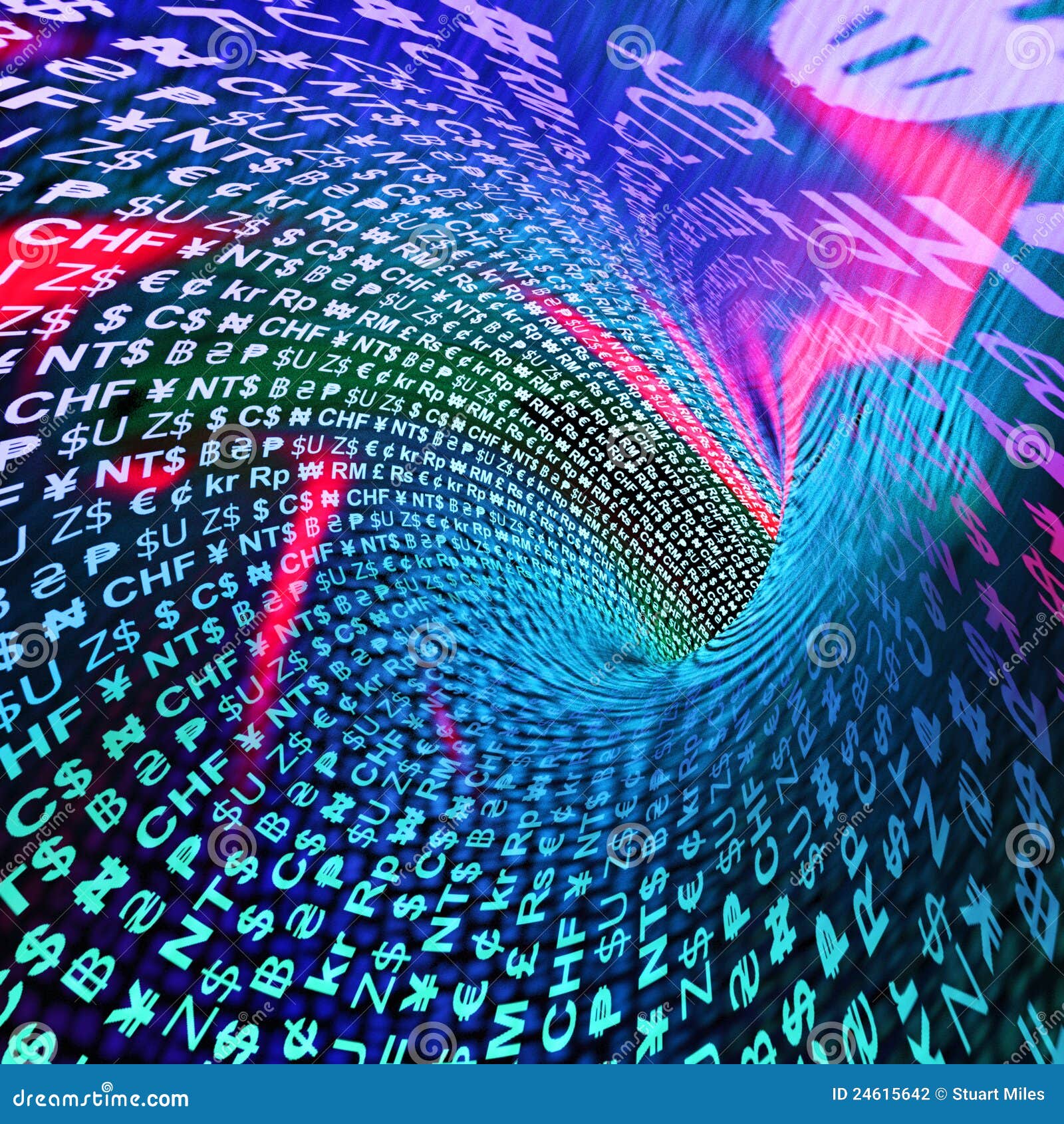 Currency Symbols Glowing Showing Exchange Rates Stock Illustration ...