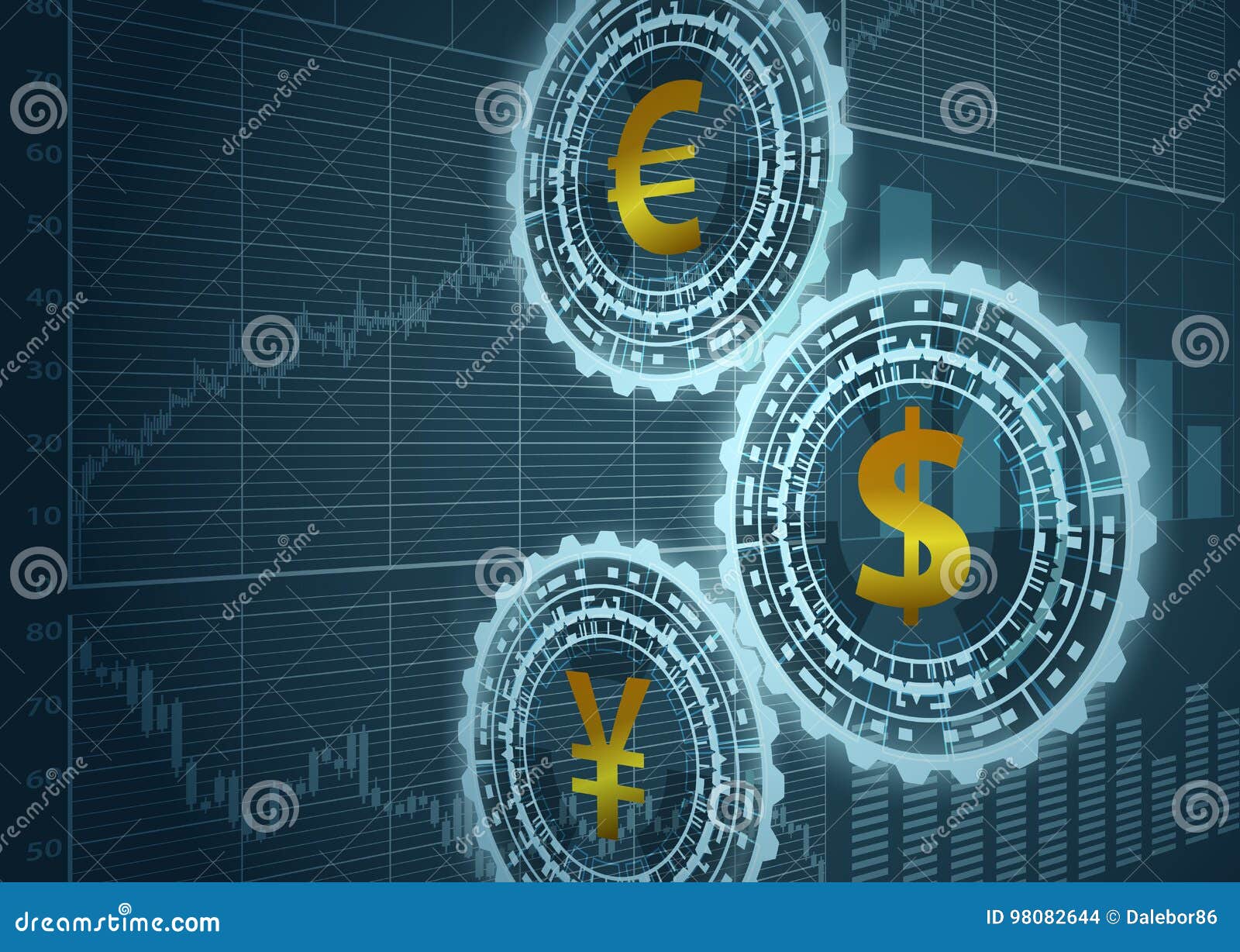 Currency Symbols and Graphs. Stock Vector - Illustration of concept ...