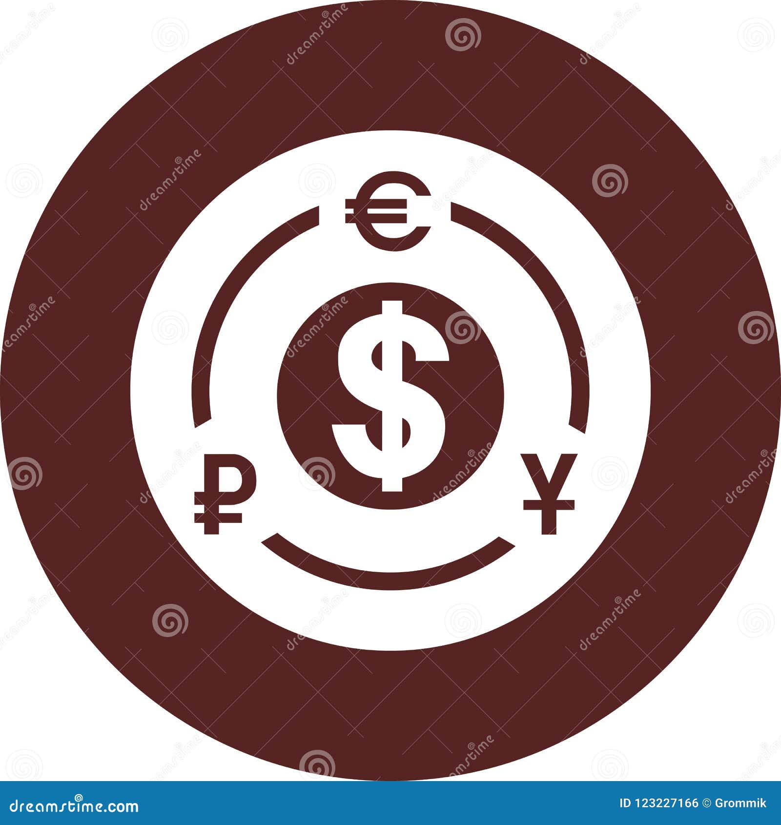 Vector Image. Currency Symbols Ringed on a White Circle Stock ...