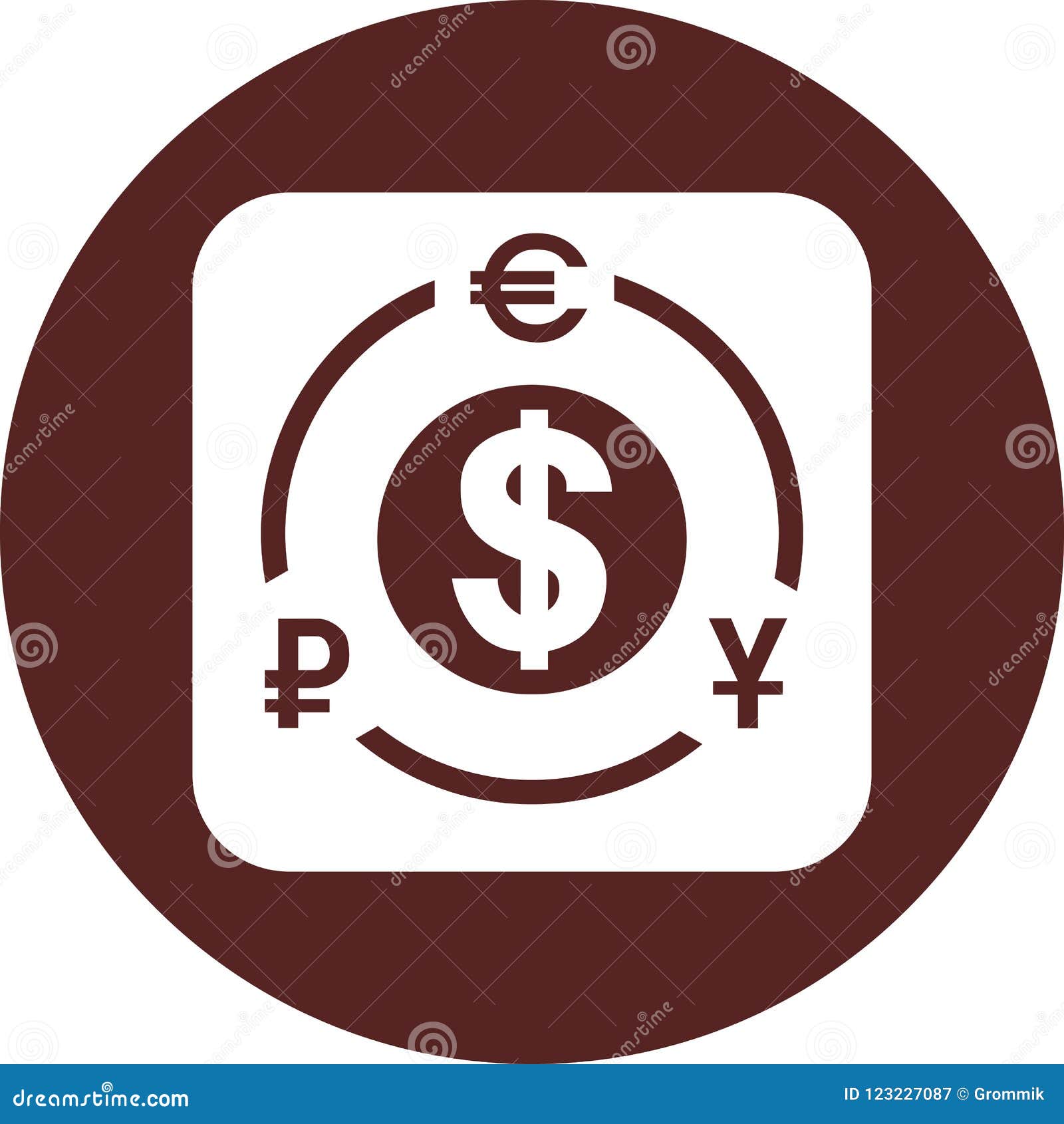 Vector Image. Currency Symbols Ringed on a White Square Stock ...