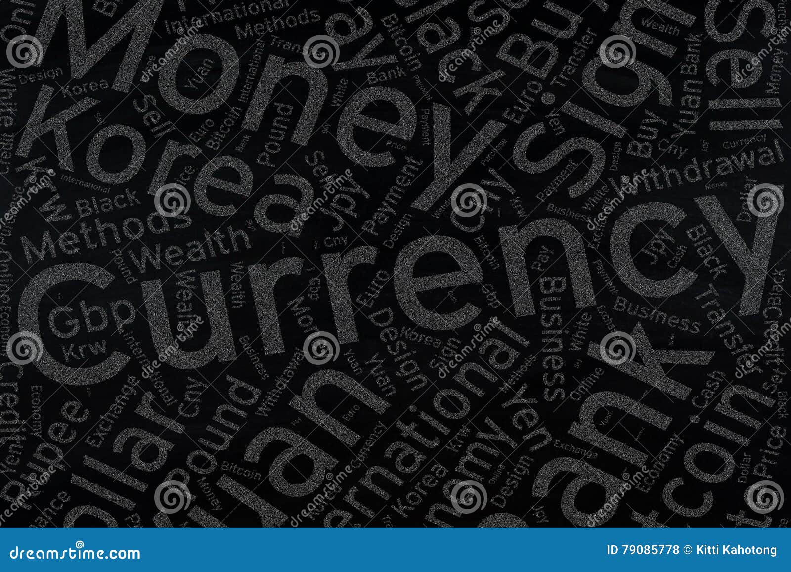 Currency ,Word Cloud Art on Blackboard Stock Photo - Image of financial ...