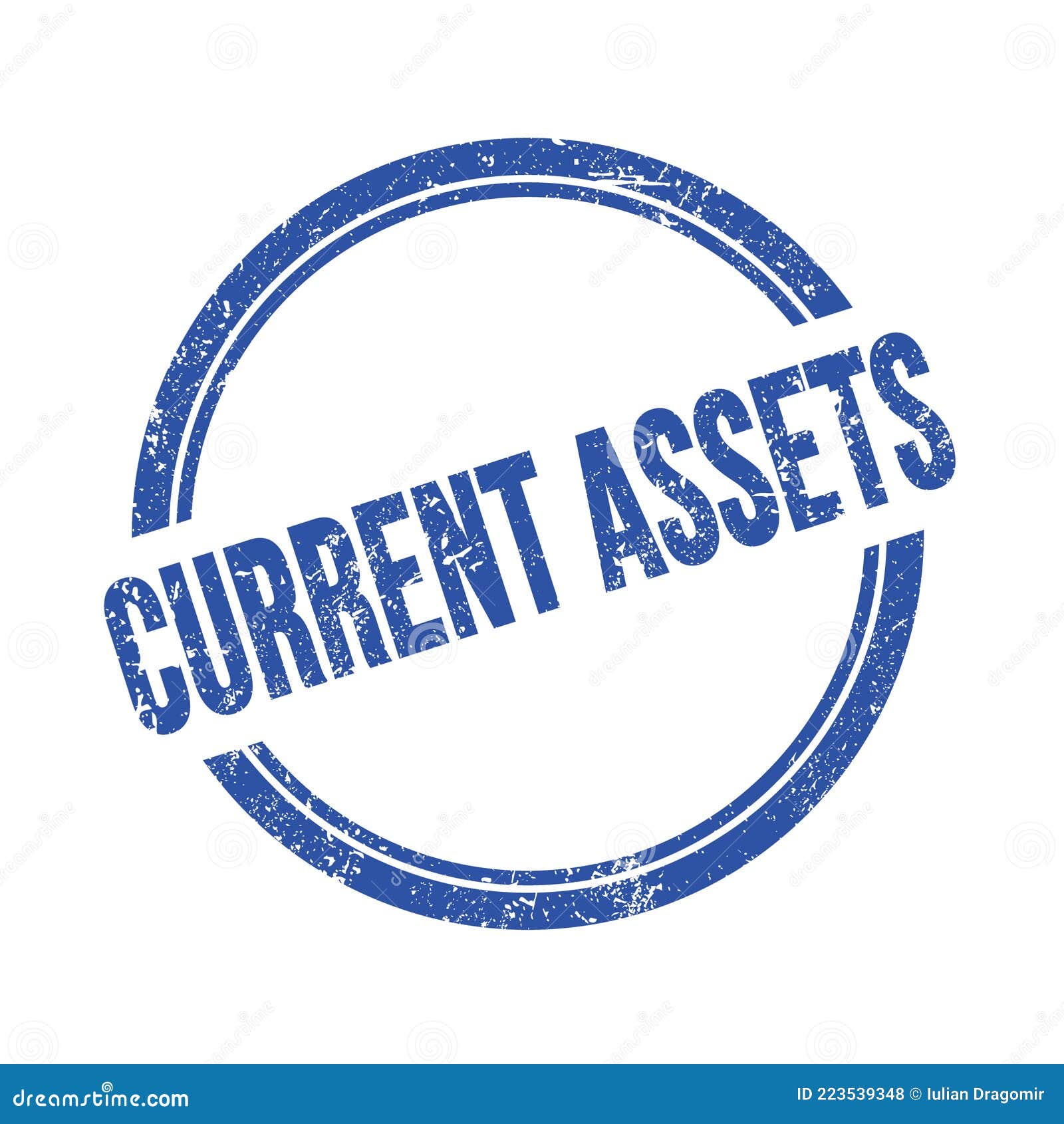 CURRENT ASSETS Text Written on Blue Grungy Round Stamp Stock ...
