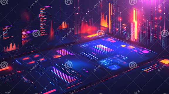 Current Data Analytics Present Charts and Graphs Against an Animated ...