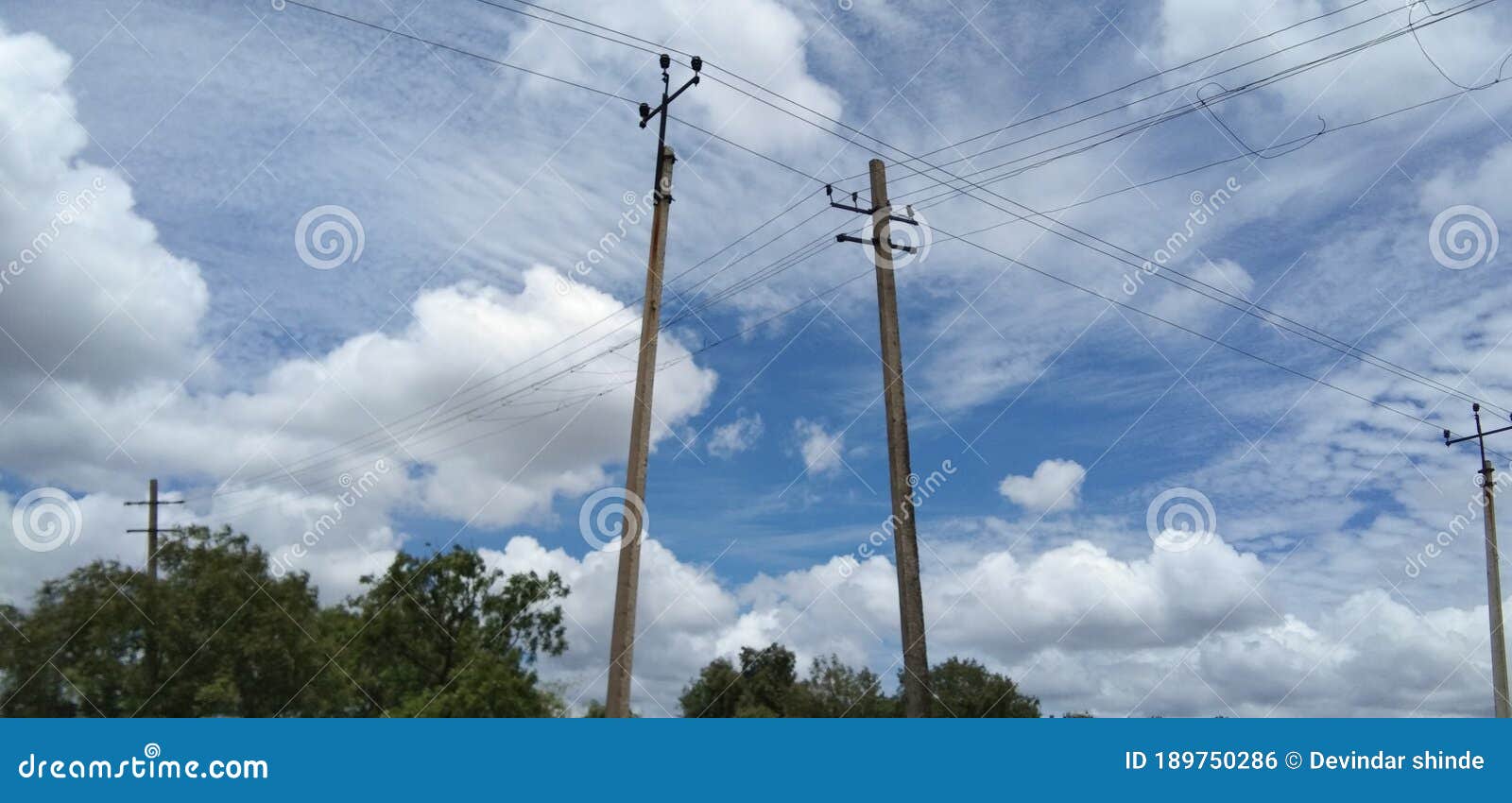 Current Pol and Tree Sky and Clouds Stock Photo - Image of clou ...