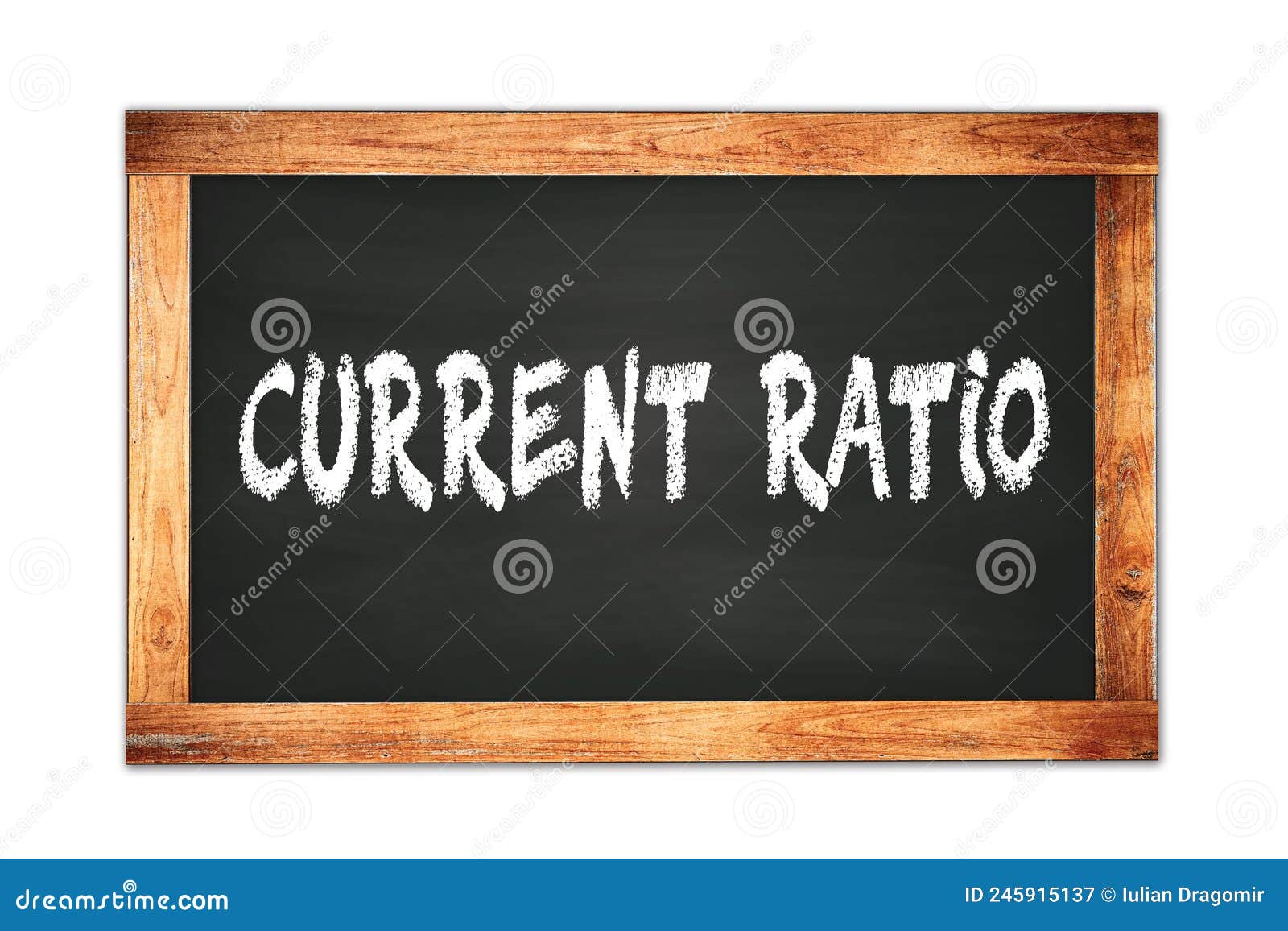 CURRENT RATIO Text Written on Wooden Frame School Blackboard Stock ...