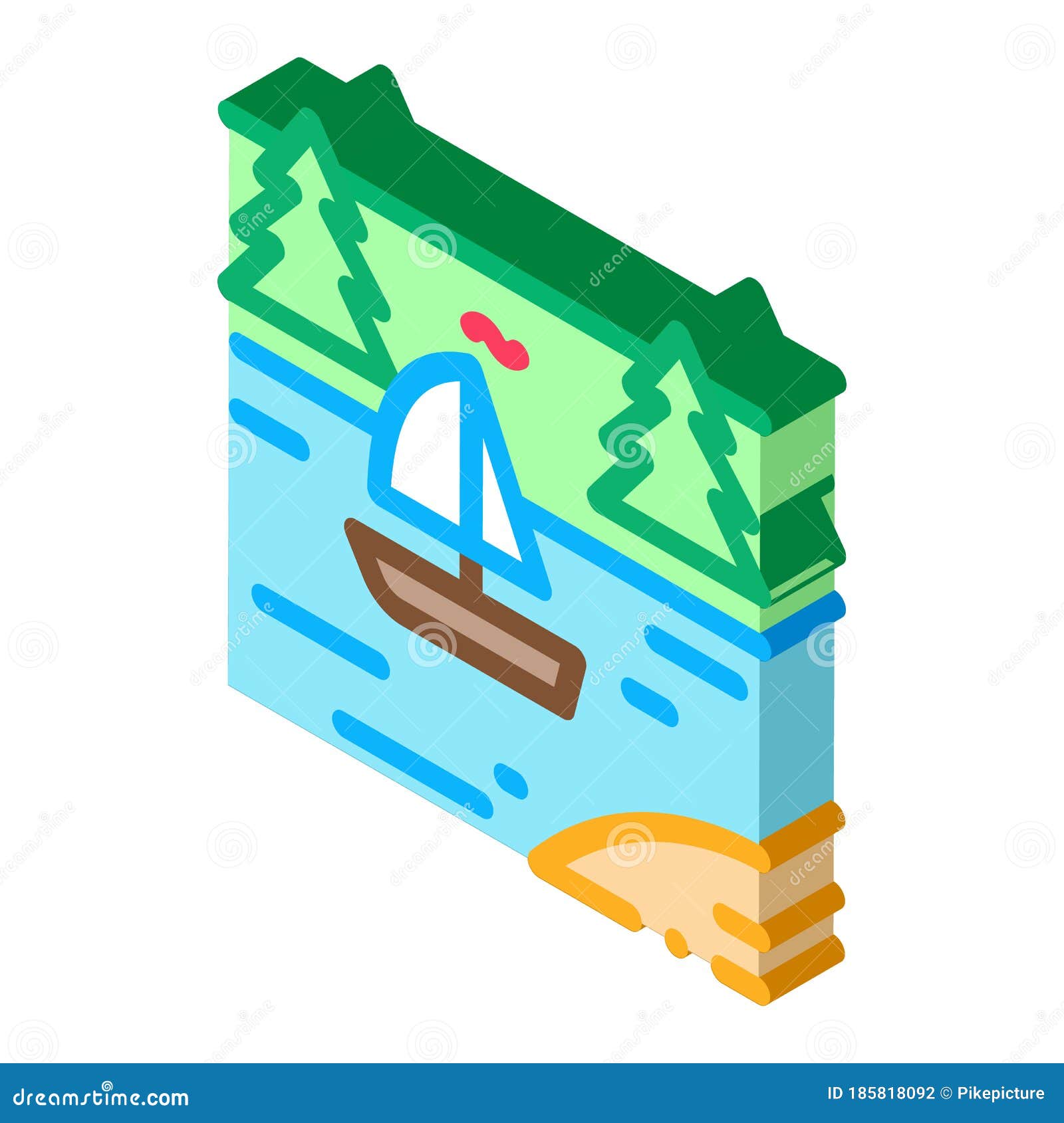 Current River among Gorge Isometric Icon Vector Illustration Stock ...