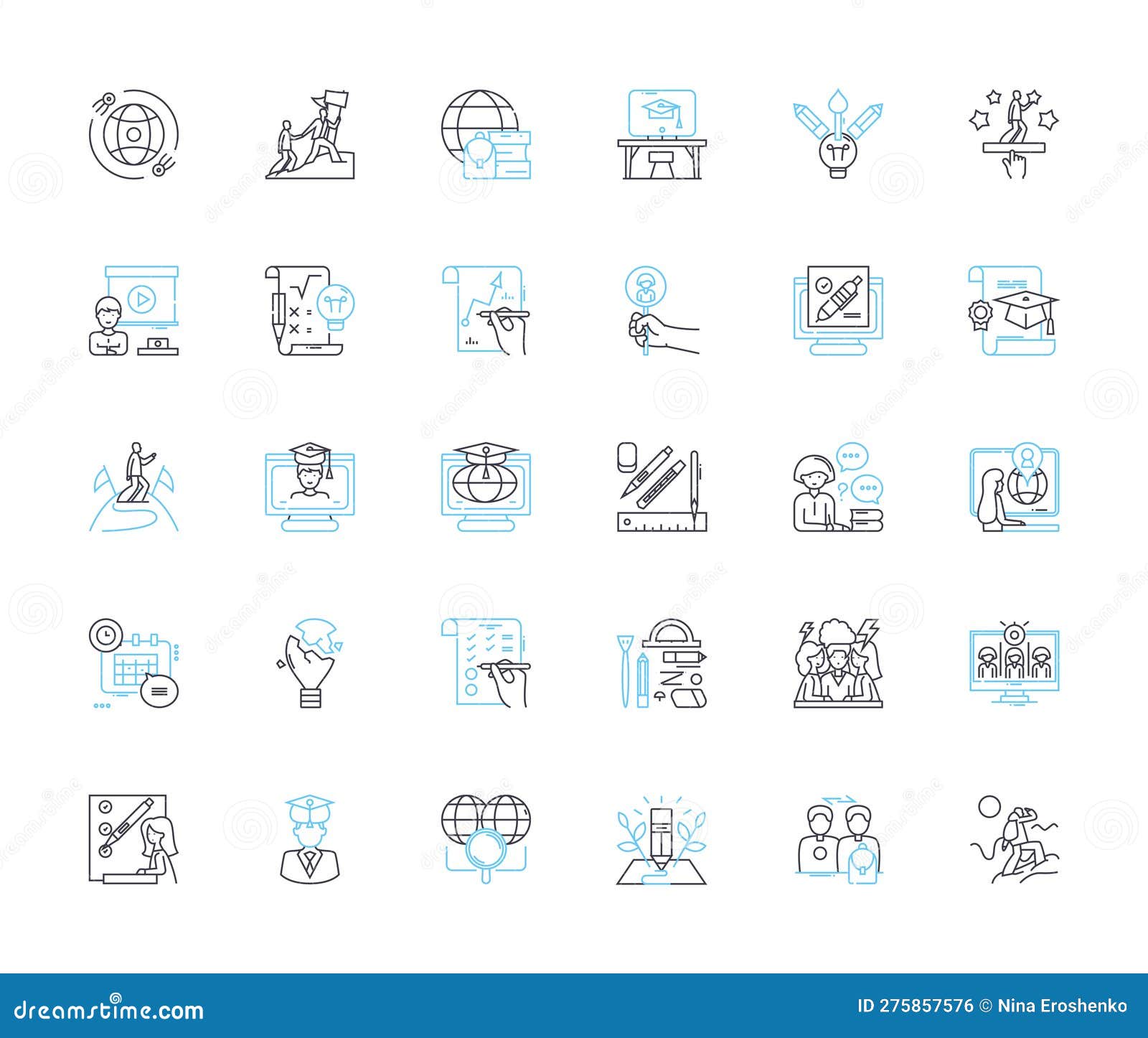 Current Schooling Linear Icons Set. Curriculum, Learning, Assessment ...