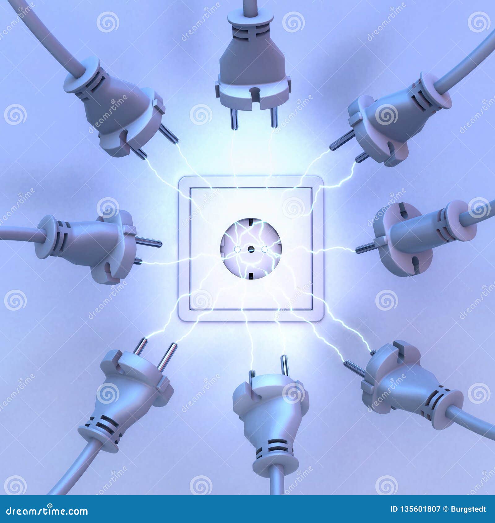 Current Spark between a Large Number of European Current Plugs and a ...