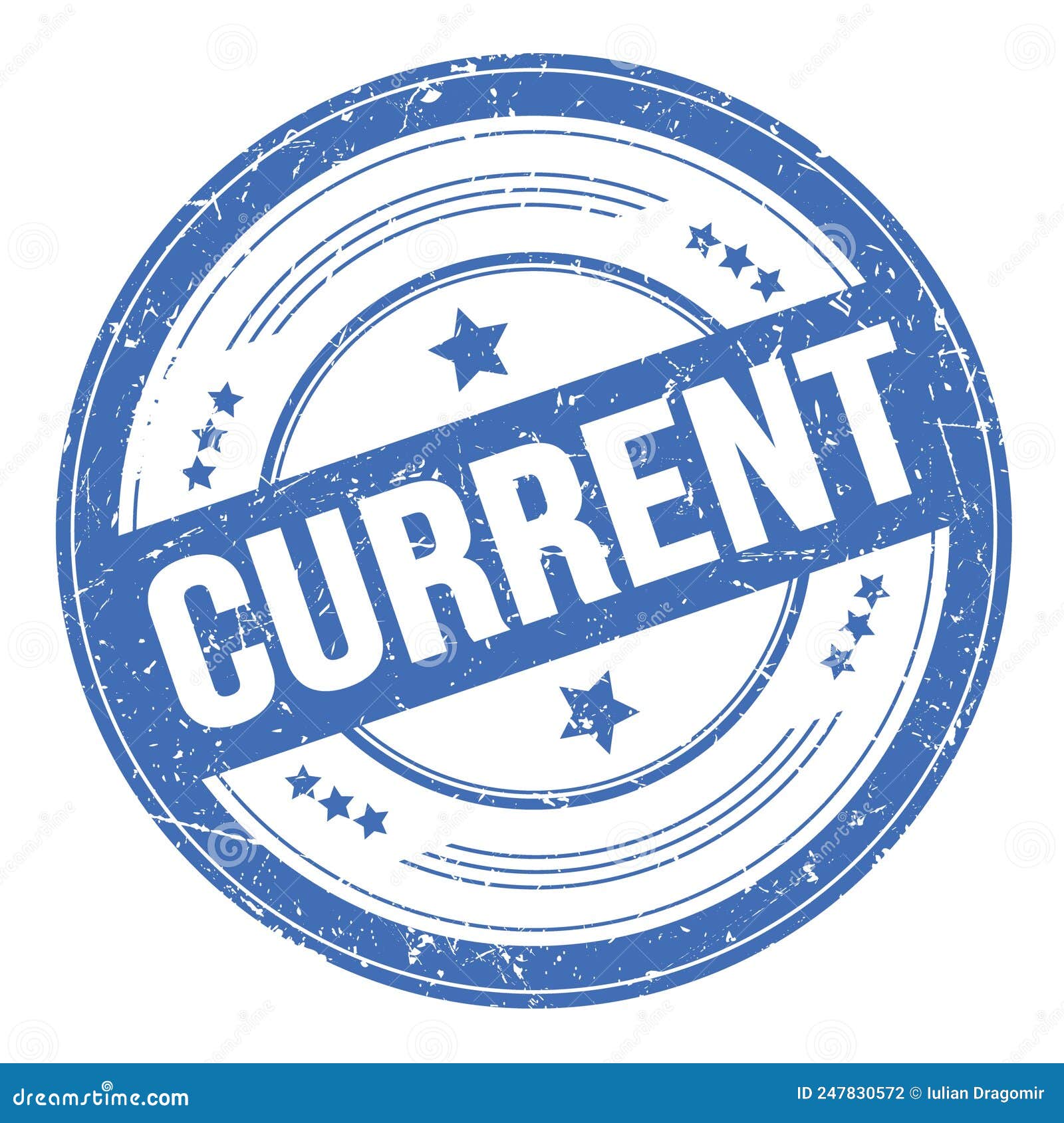 CURRENT Text on Blue Round Grungy Stamp Stock Illustration ...