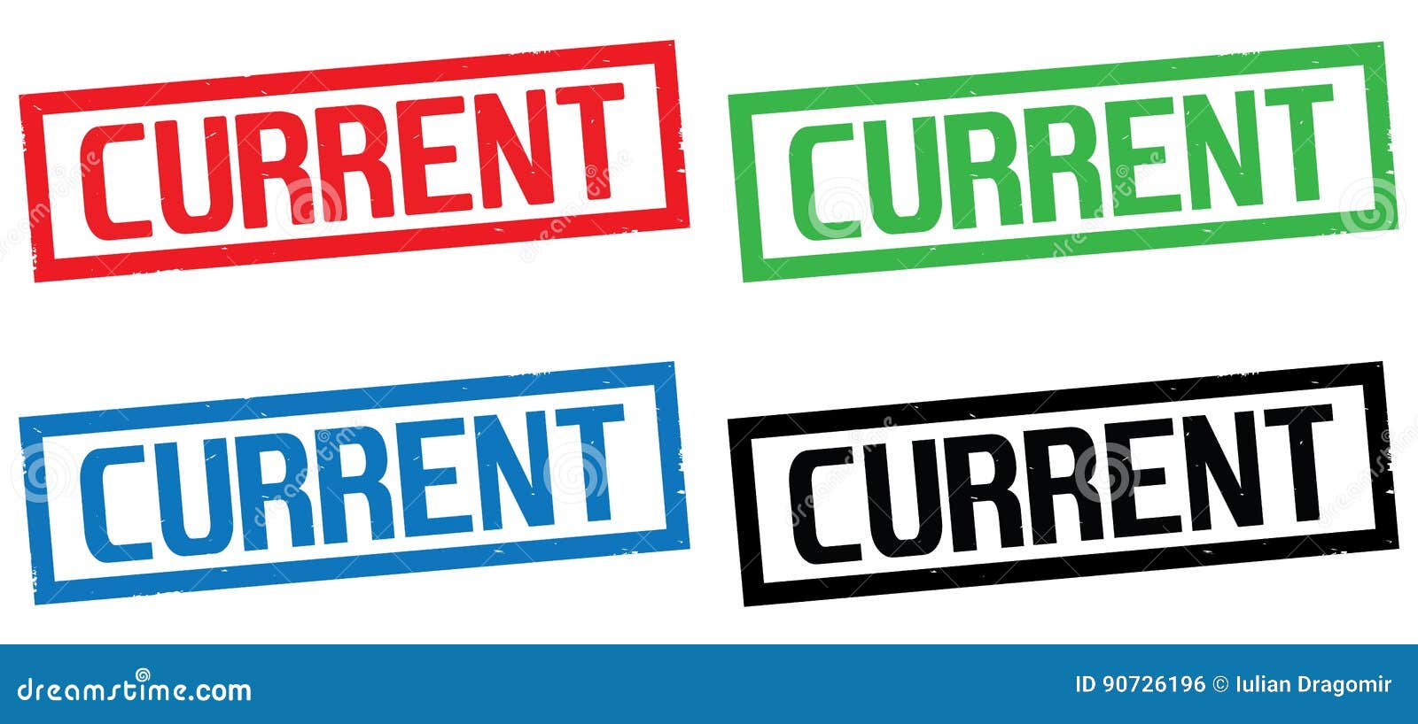 CURRENT Text, on Rectangle Border Stamp Sign. Stock Illustration ...