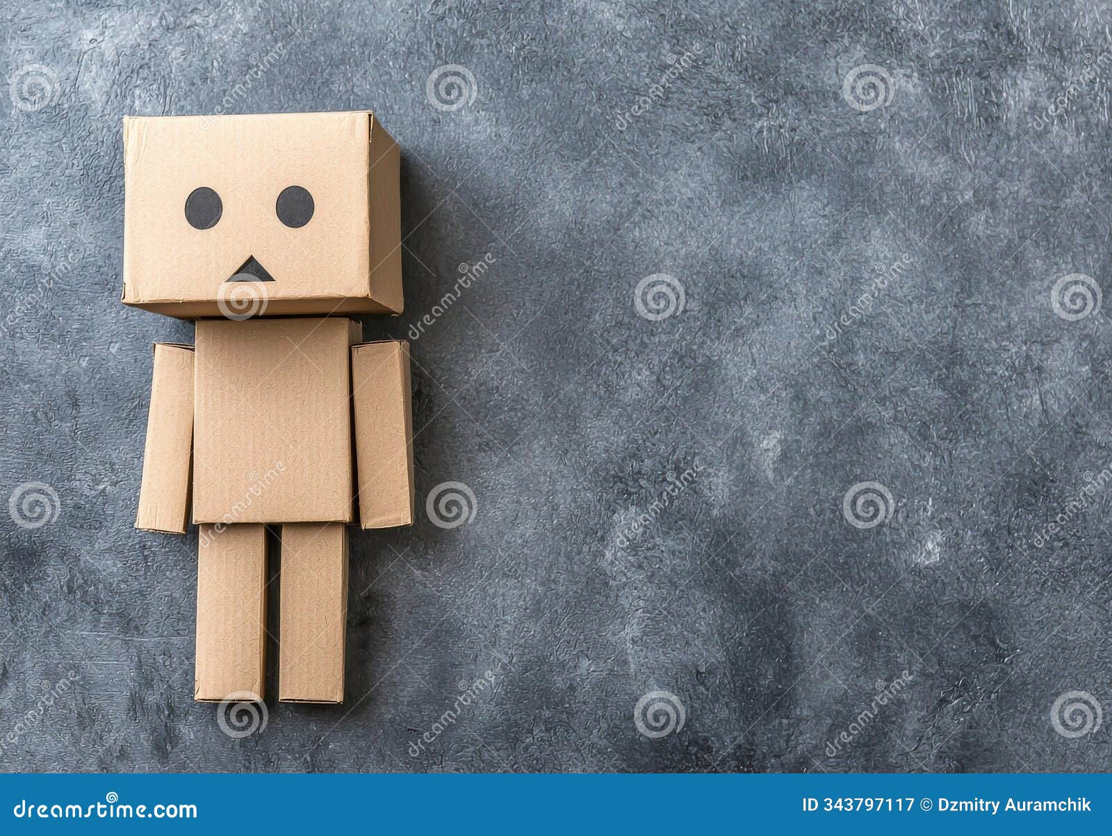 Currently, on a Table There is a Sad Cardboard Robot Stock Image ...