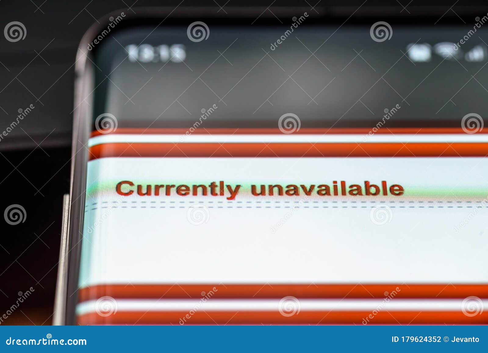 Currently Unavailable Text on Smart Phone Screen Stock Photo - Image of ...