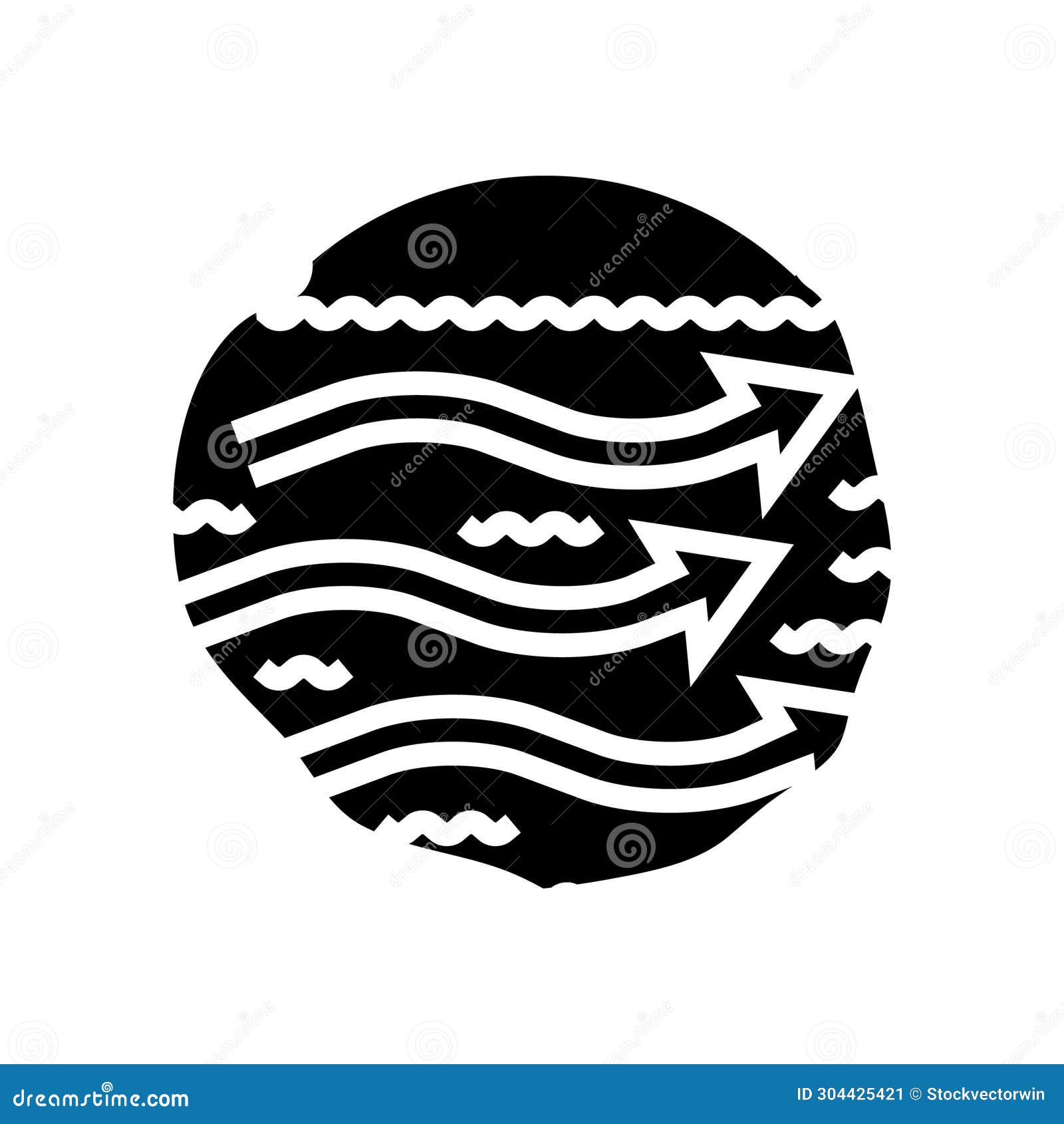 Currents Tidal Power Glyph Icon Vector Illustration Stock Illustration ...
