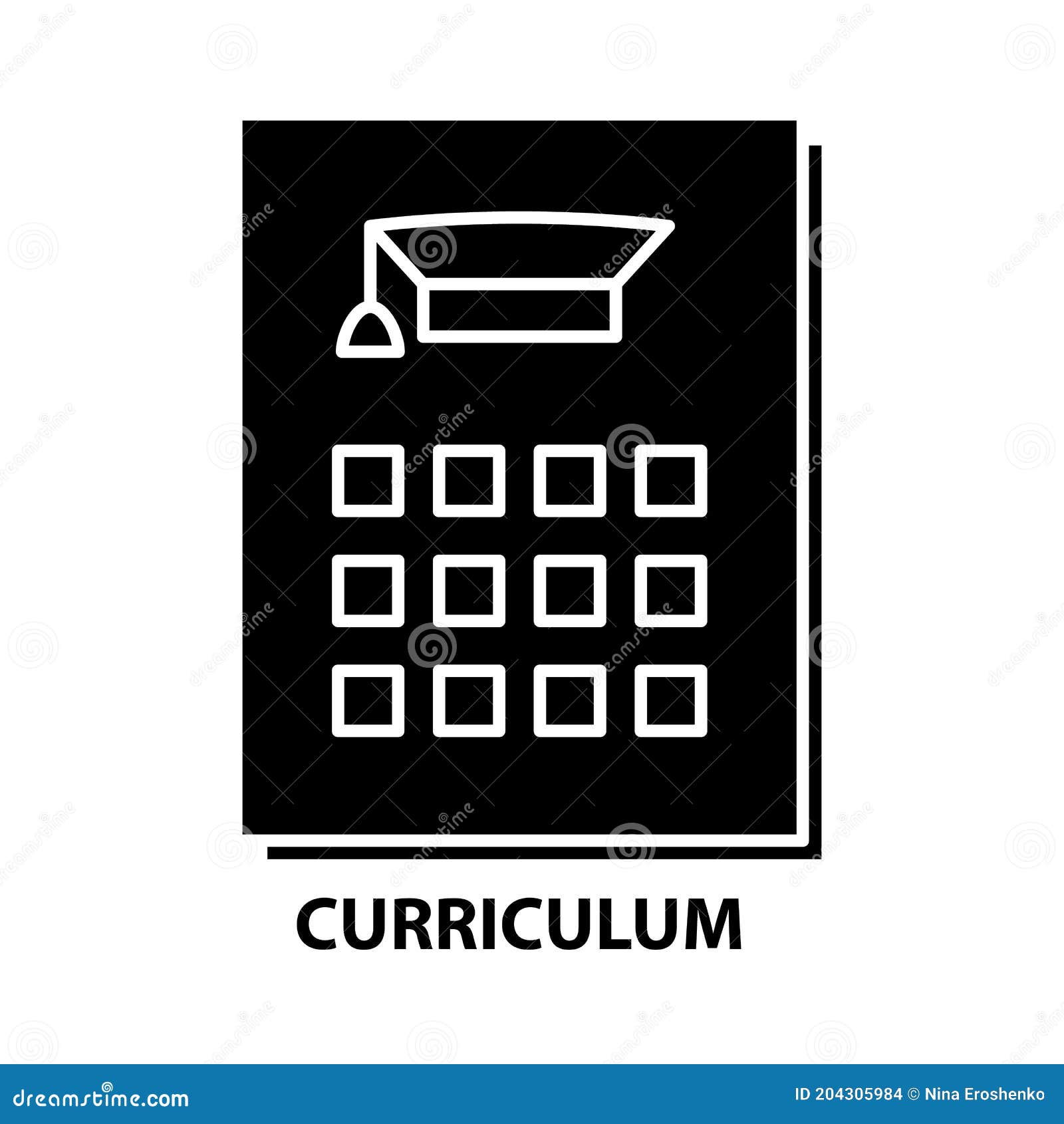 Curriculum Icon, Black Vector Sign with Editable Strokes, Concept ...