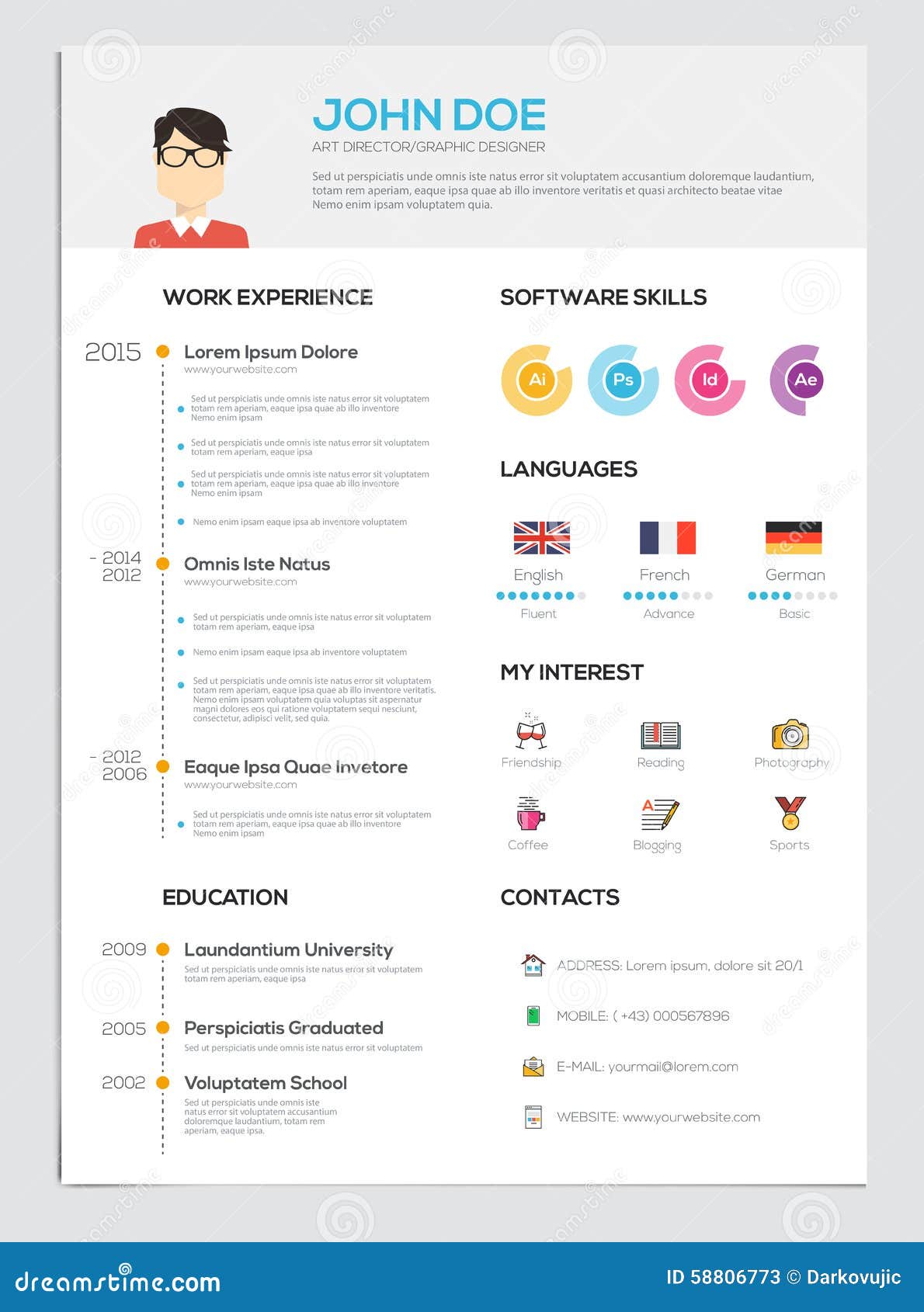 Curriculum Vitae Plano Con Infographics Ilustración del Vector ...