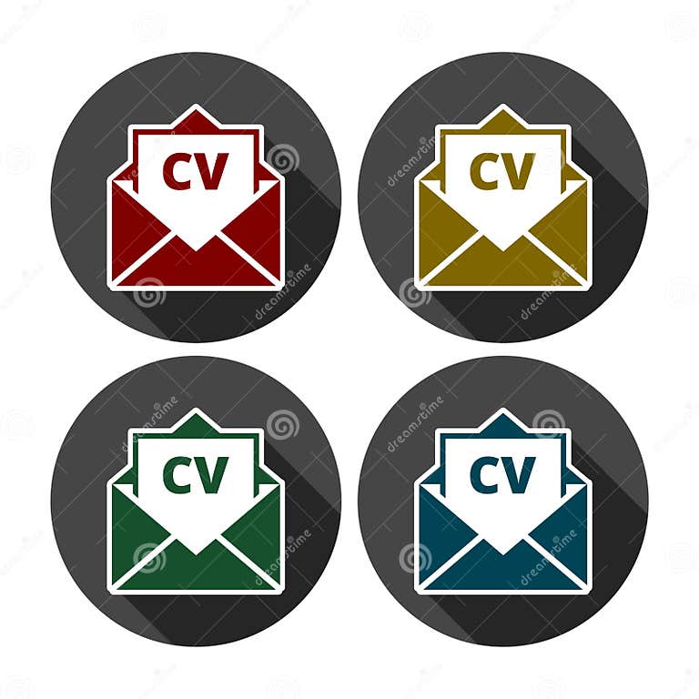 Curriculum Vitae Resume Opened Envelope Concept, CV Resume Icon Stock ...