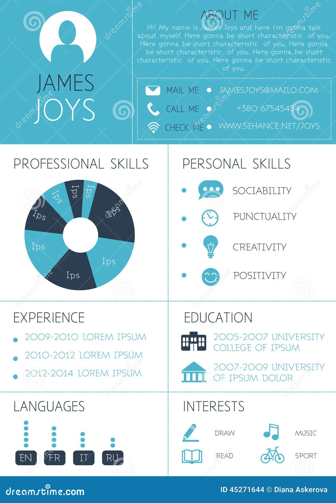 Curriculum vitae template stock vector. Illustration of resume - 45271644