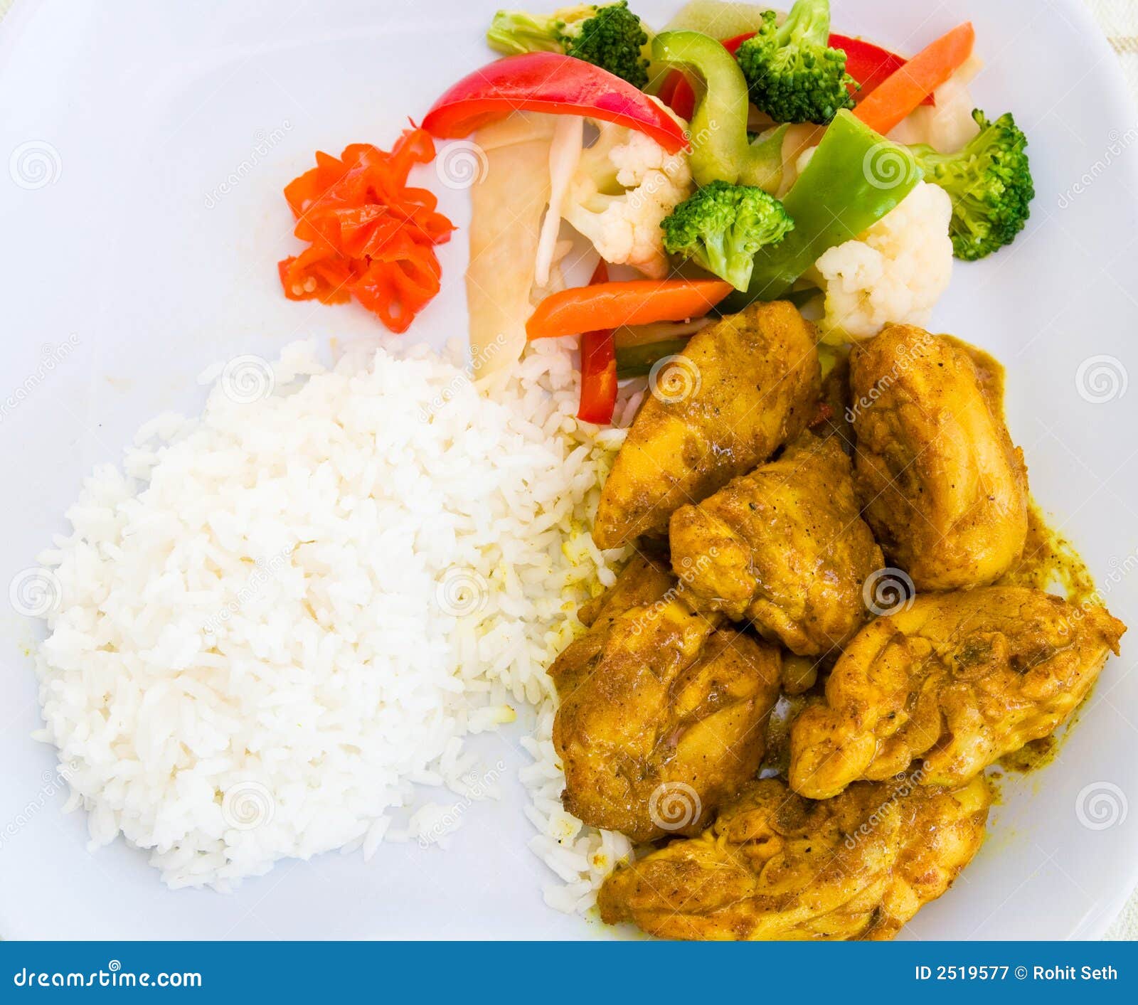 Curried Chicken with Rice stock image. Image of indian - 2519577