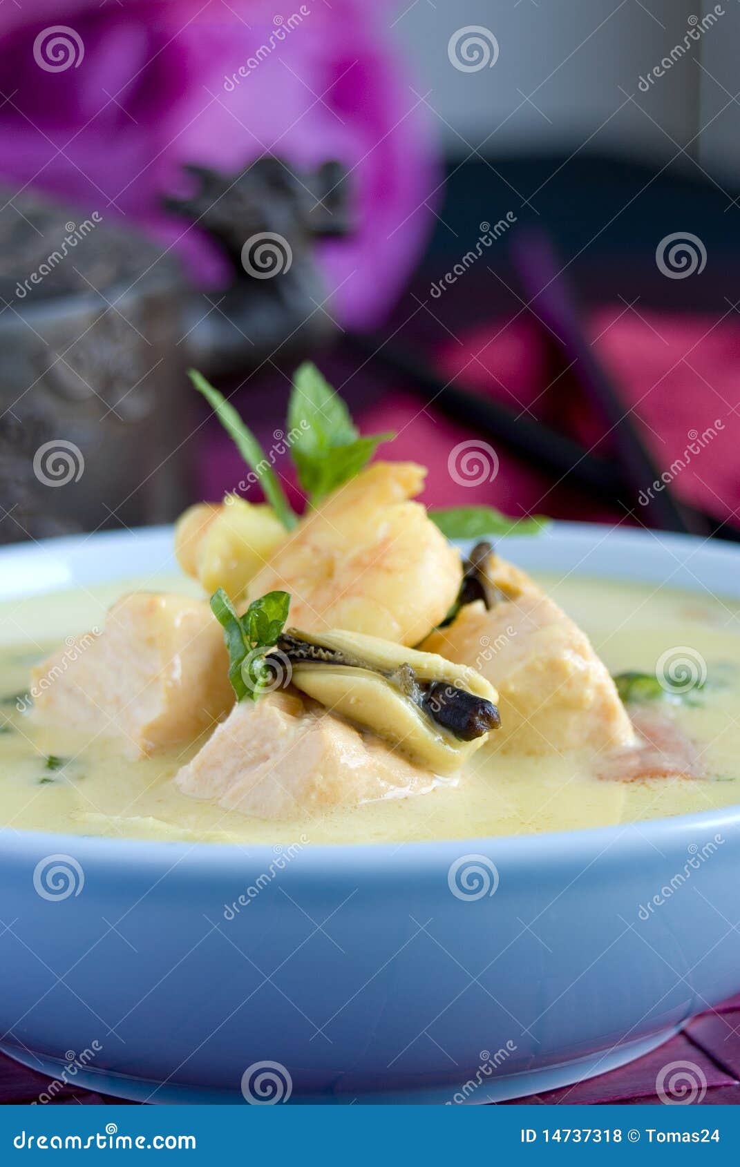 Curried seafood soup stock photo. Image of fish, seasoning - 14737318