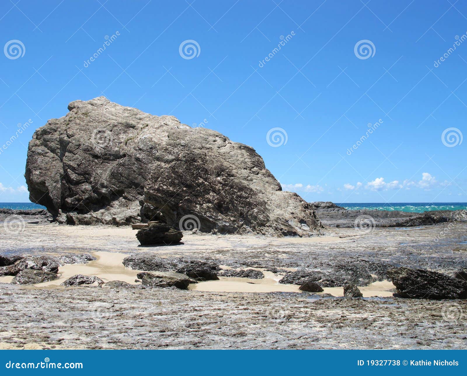 Currumbin Rock With Gold Coast City As Background Royalty-Free Stock ...