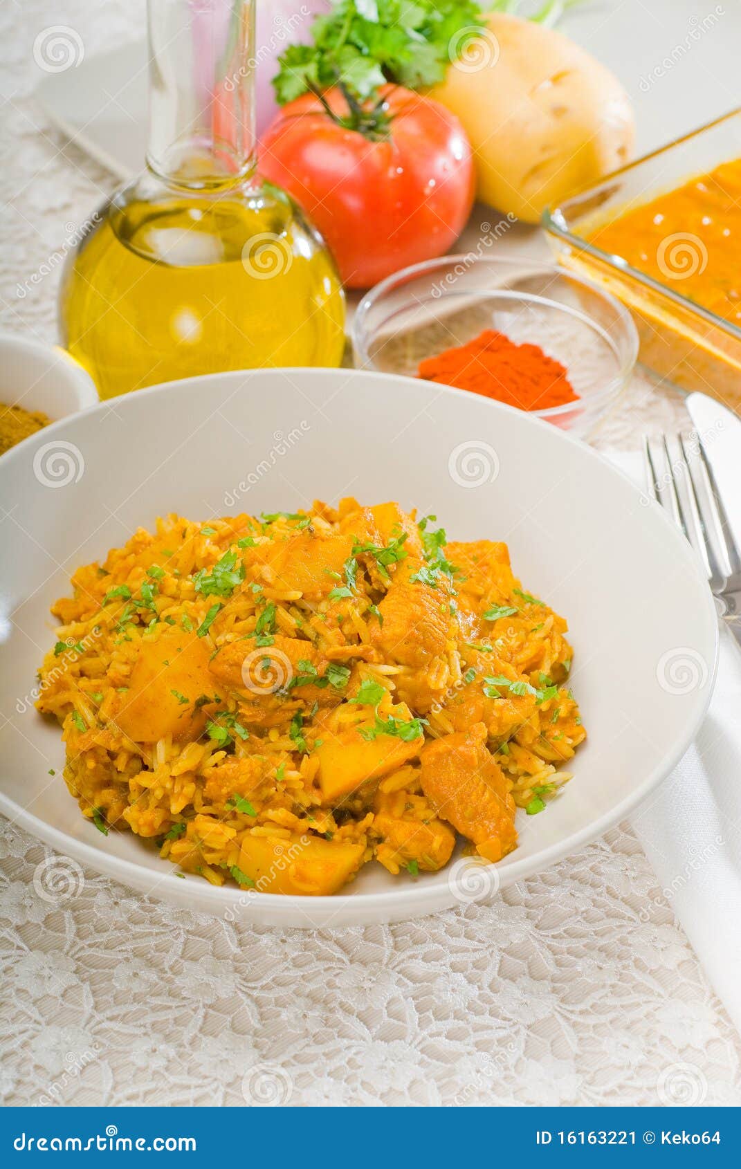 Curry Beef Rice and Potatoes Stock Image - Image of meat, pepper: 16163221