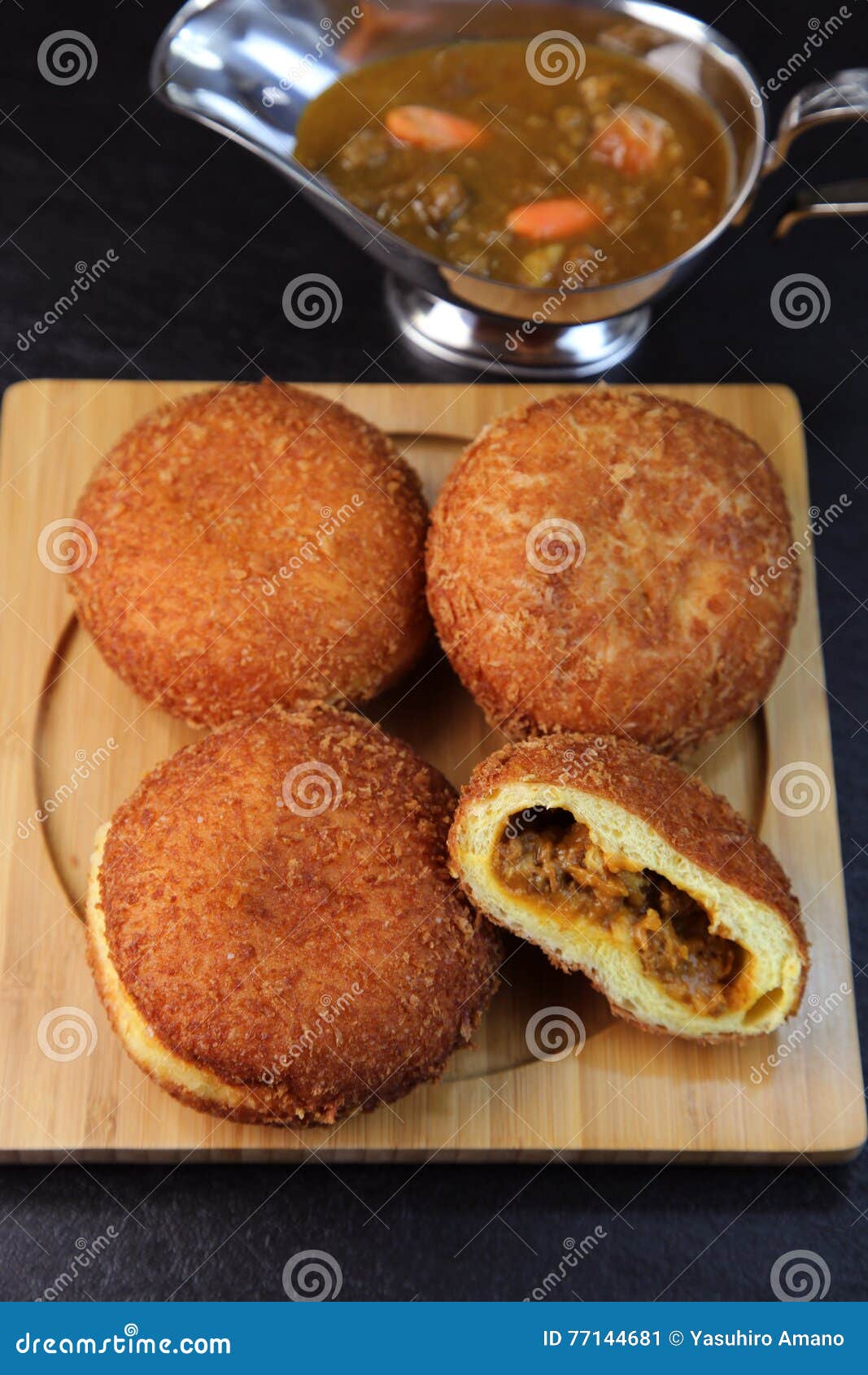 Curry bread stock image. Image of japanese, bakery, wooden - 77144681