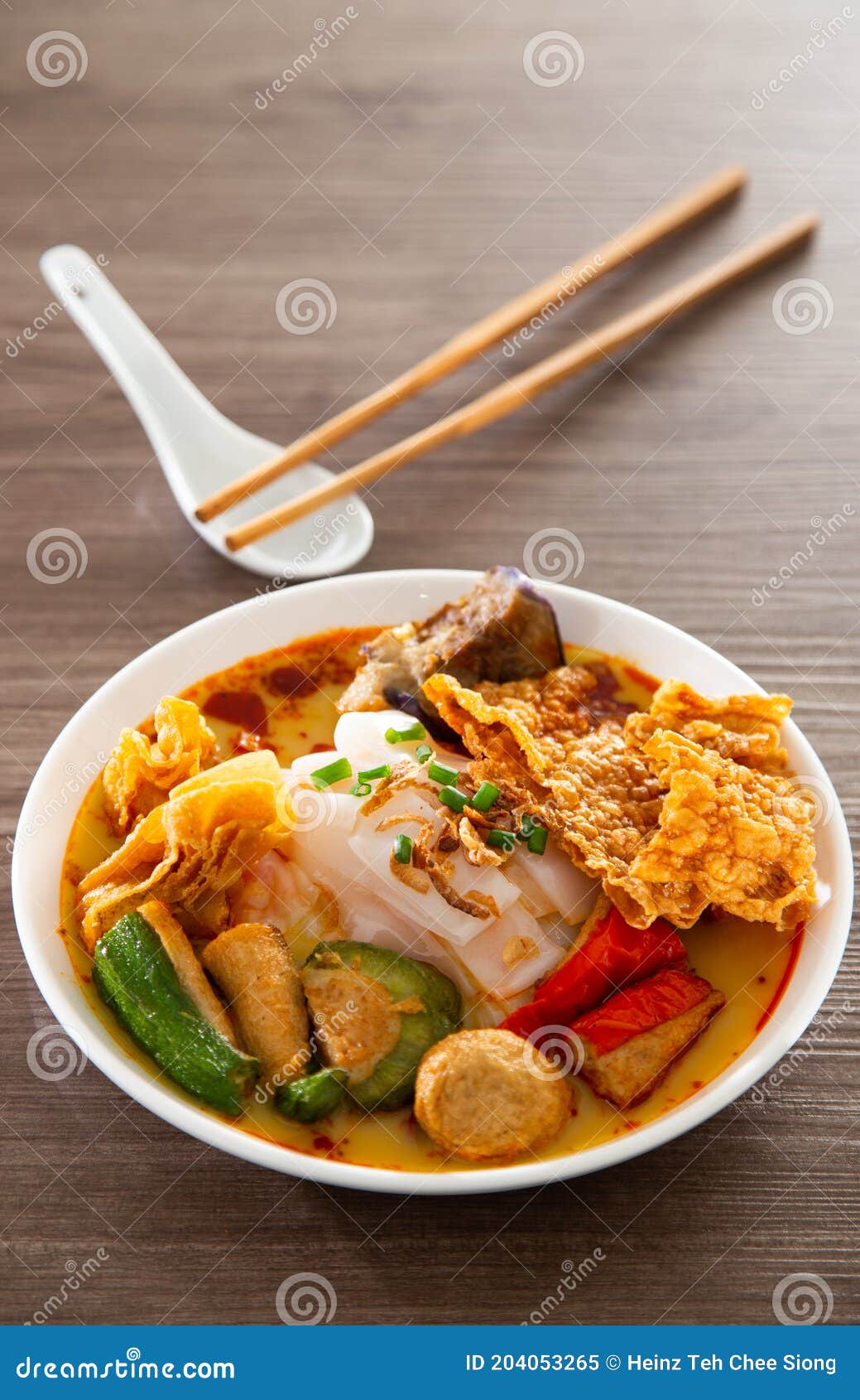Curry Chee Cheong Fun or Rice Noodle Stock Image - Image of street ...