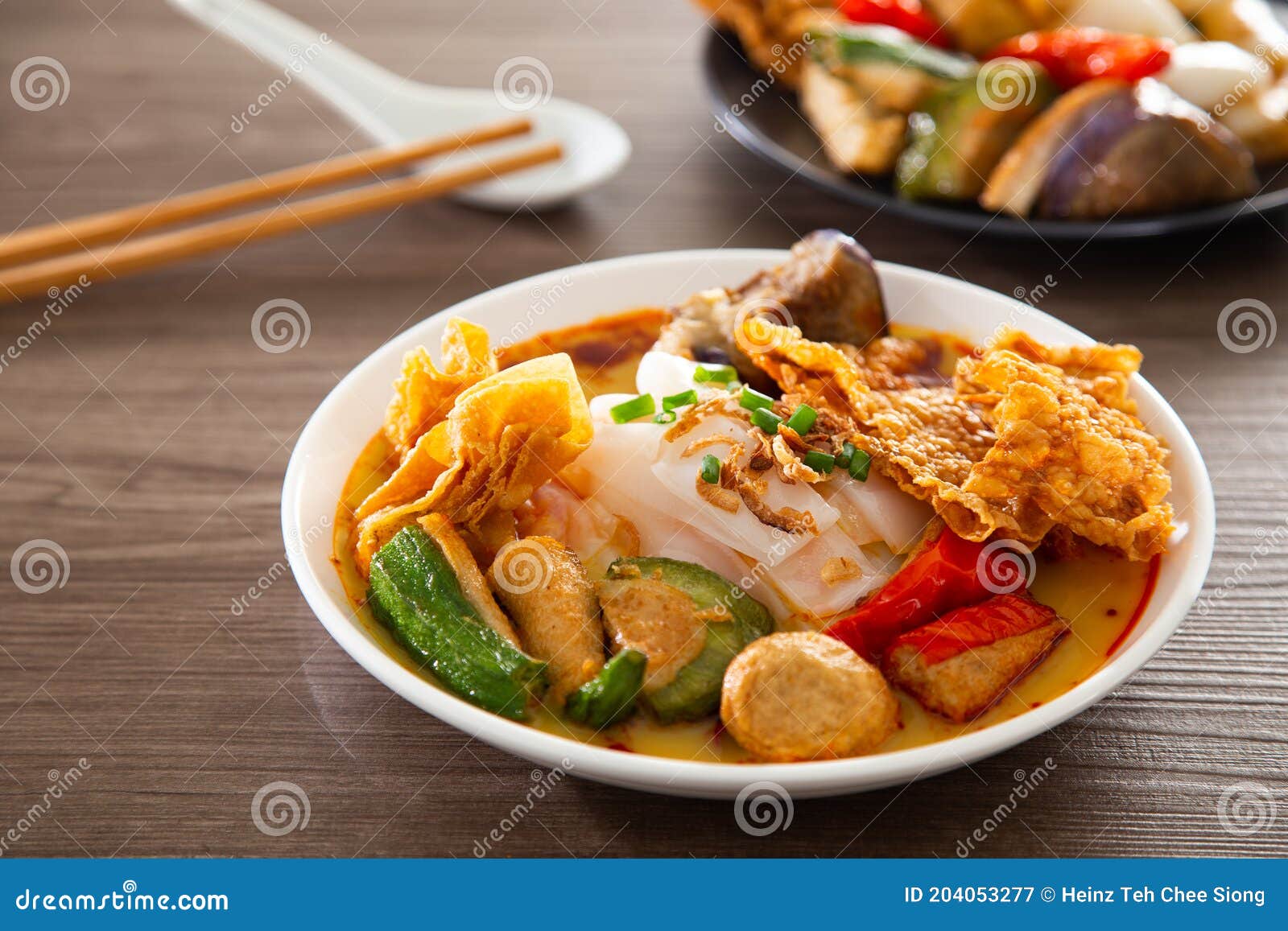Curry Chee Cheong Fun or Rice Noodle Stock Image - Image of snack ...