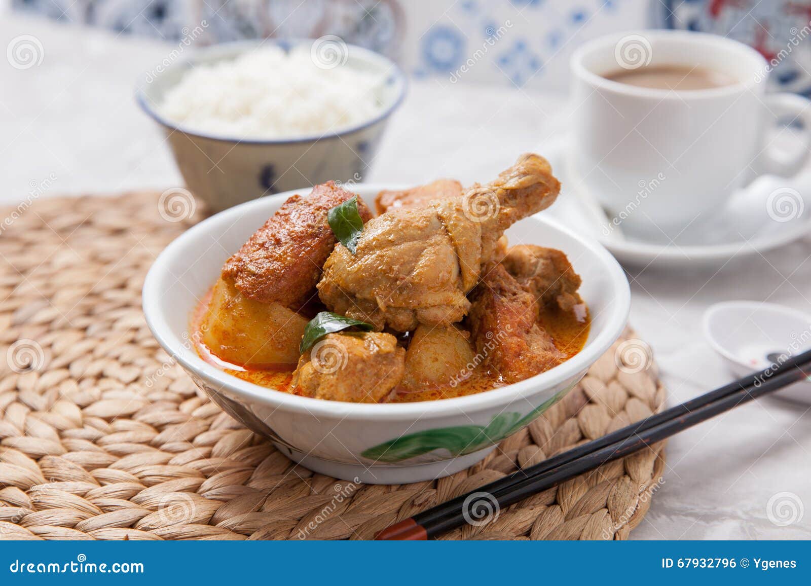 Curry Chicken with Rice and Coffee Stock Photo - Image of curry, ethnic ...