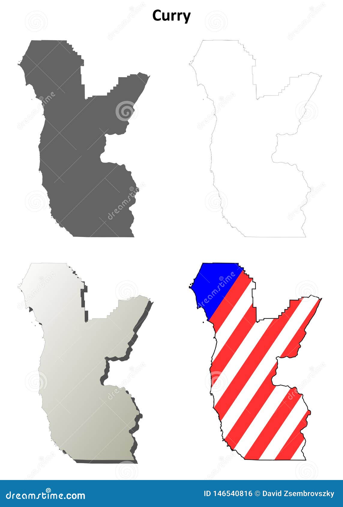 Curry County, Oregon Outline Map Set Stock Vector - Illustration of ...