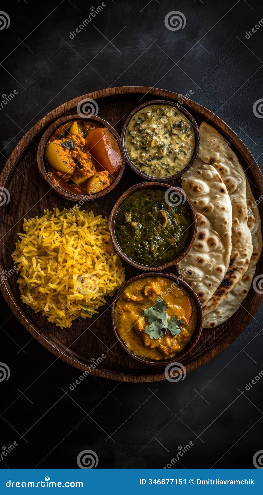 Curry Platter with Naan and Indian Cuisine Stock Image - Image of ...