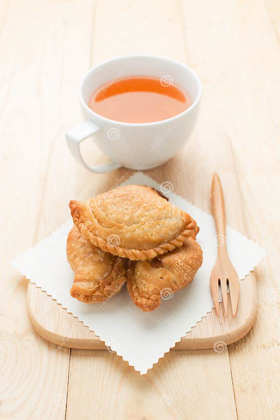 Curry Puff Stuffed with Vegetable Stock Image - Image of spoon, indian ...