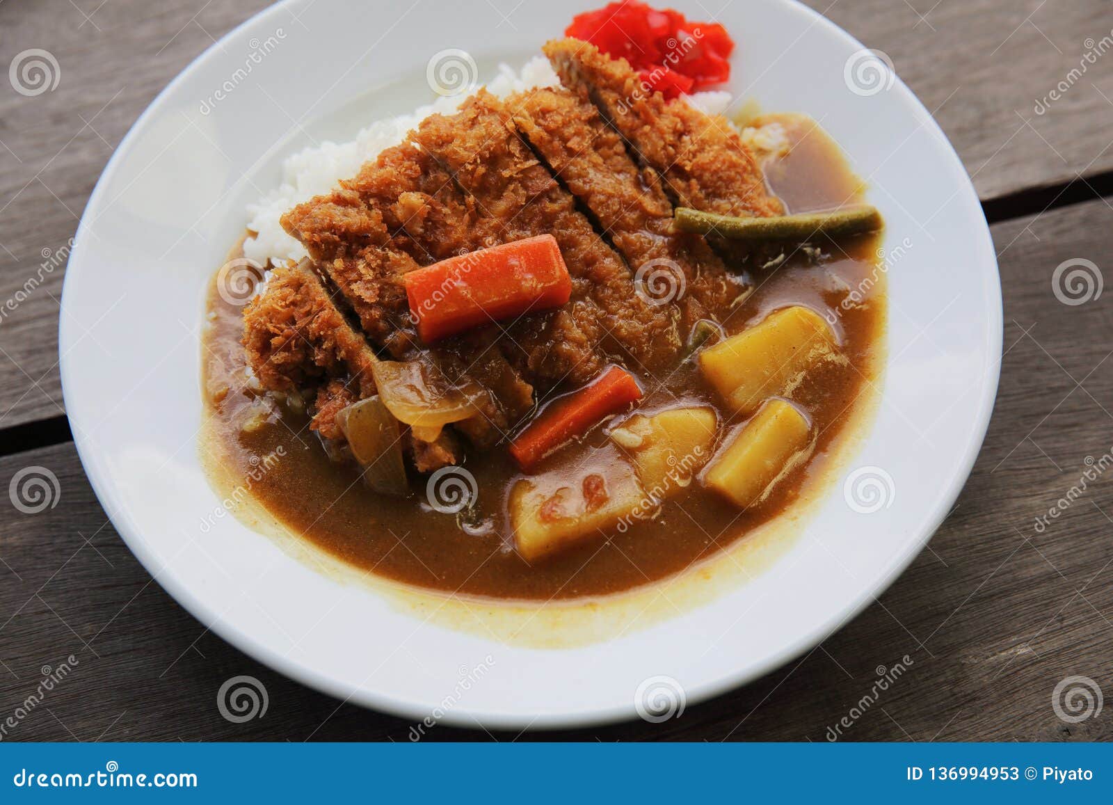 Curry rice with fried pork stock image. Image of hawaiian - 136994953