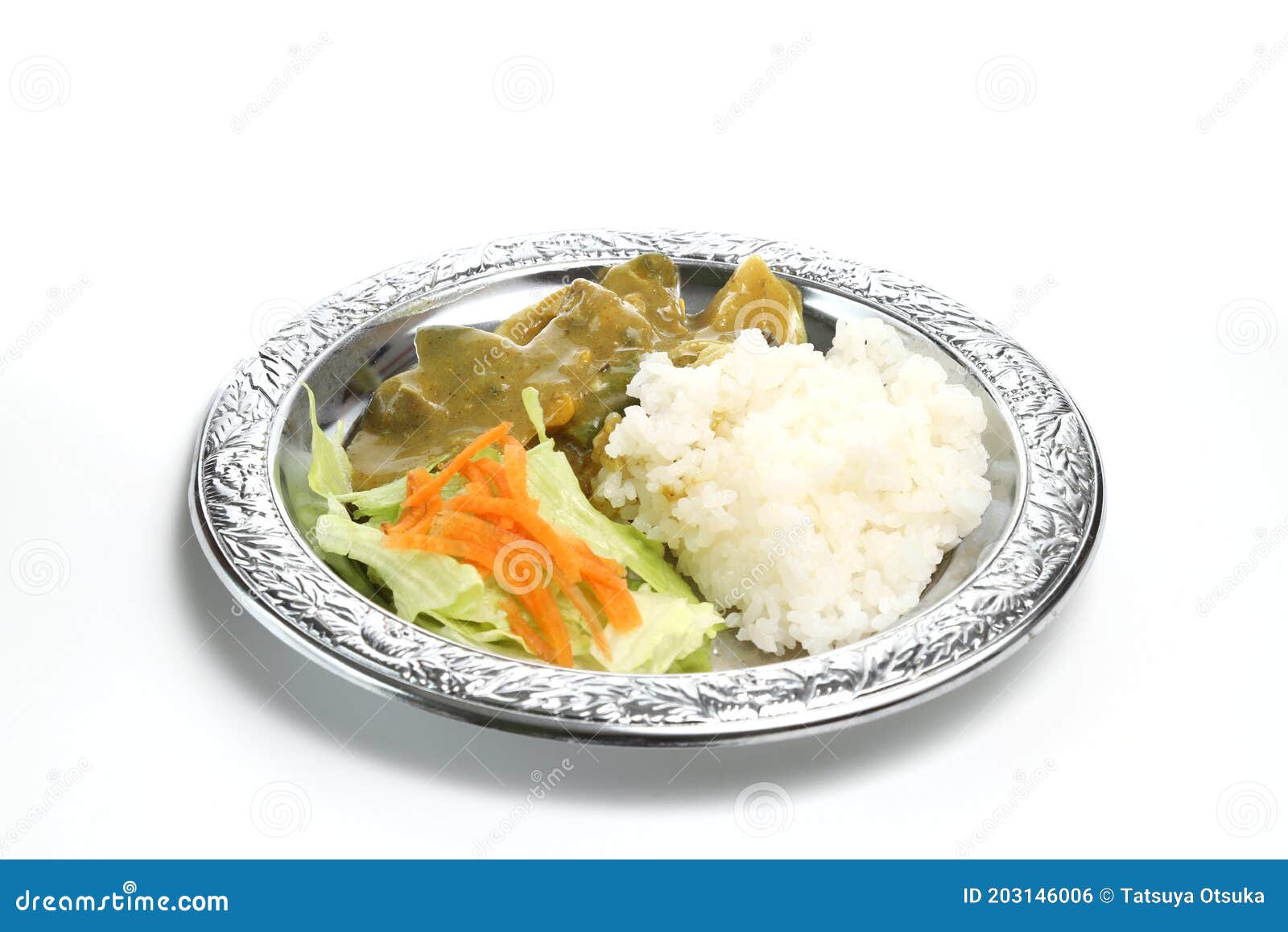 Curry and Rice on the Metal Plate Stock Photo - Image of sauce ...