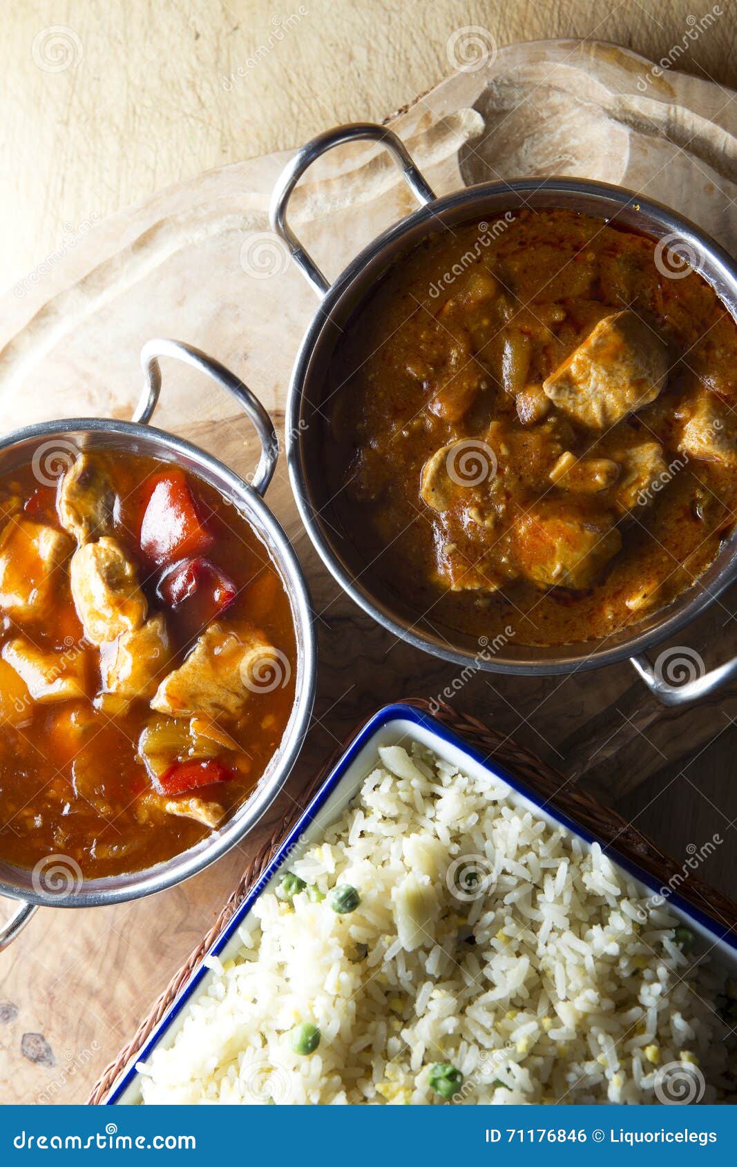 Curry and Rice stock photo. Image of rice, curry, wood - 71176846