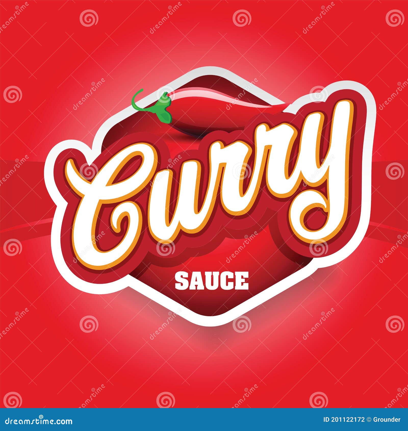 Curry Sauce with Chilli Sign Red Stock Vector - Illustration of asian ...