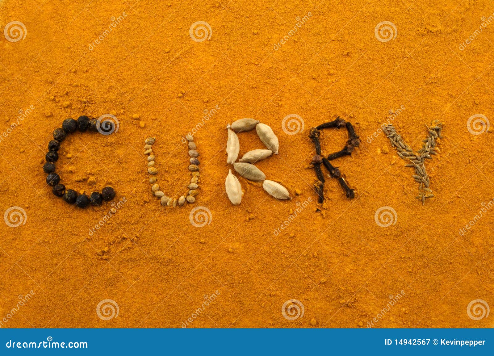 Curry written with spices stock image. Image of spicy - 14942567
